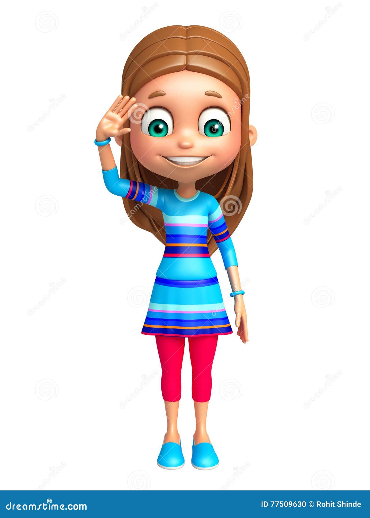 Kid girl with Salute pose stock illustration. Illustration of happiness ...