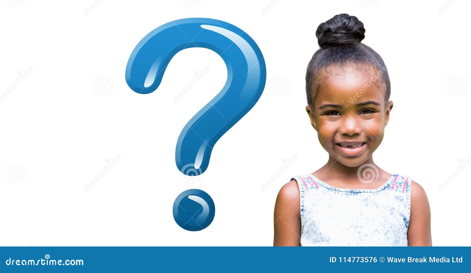 Kid Girl with Shiny Blue Question Mark Stock Illustration ...
