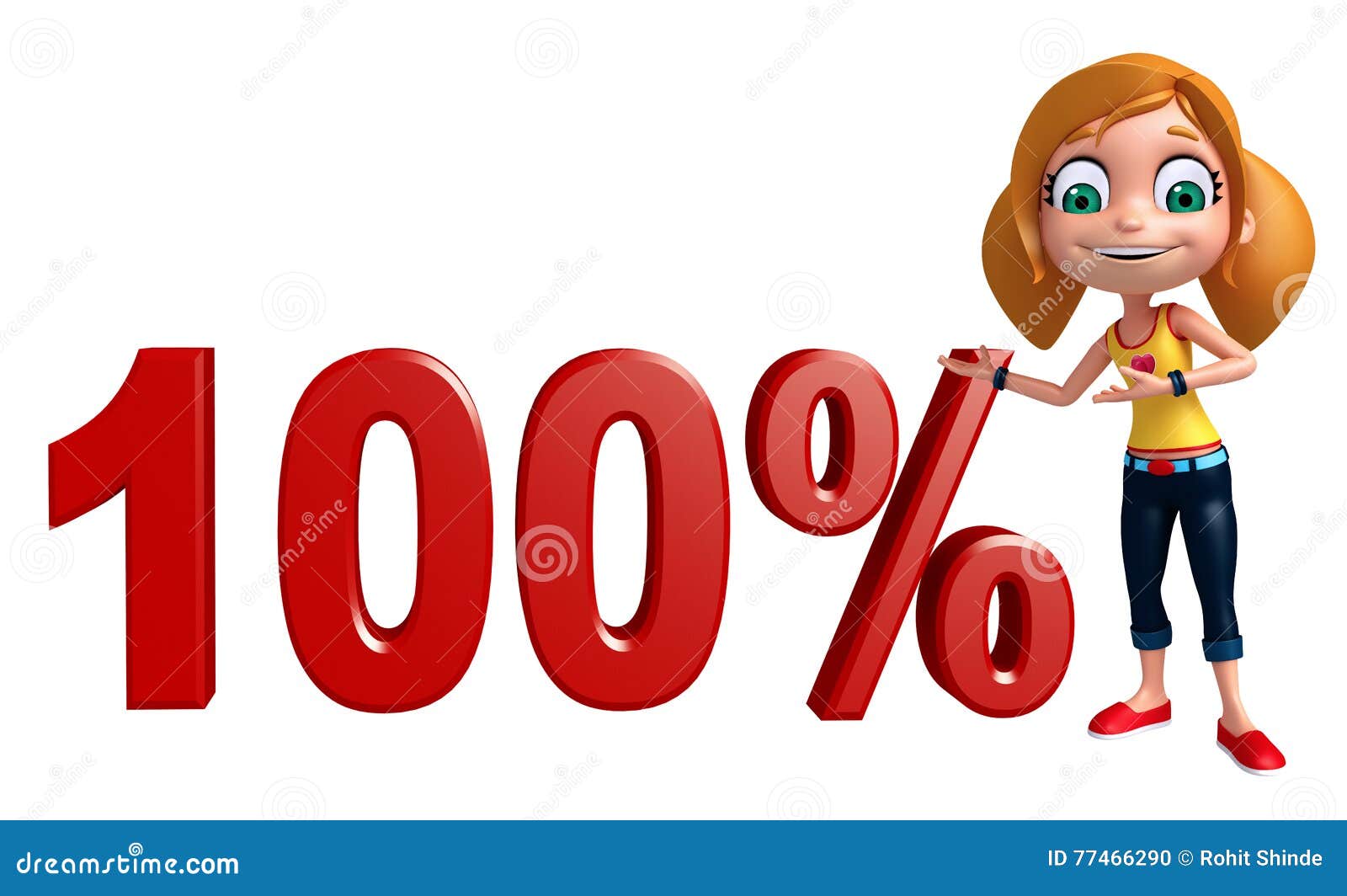 Kid girl with 100 sign stock illustration. Illustration of character ...