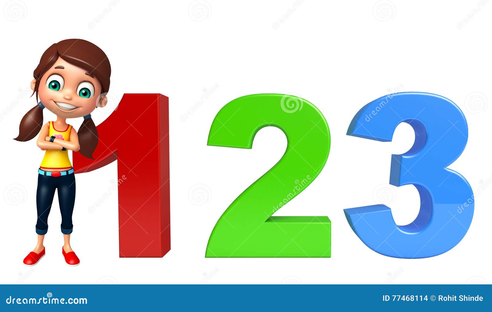 Kid girl with 123 sign stock illustration. Illustration of activity ...