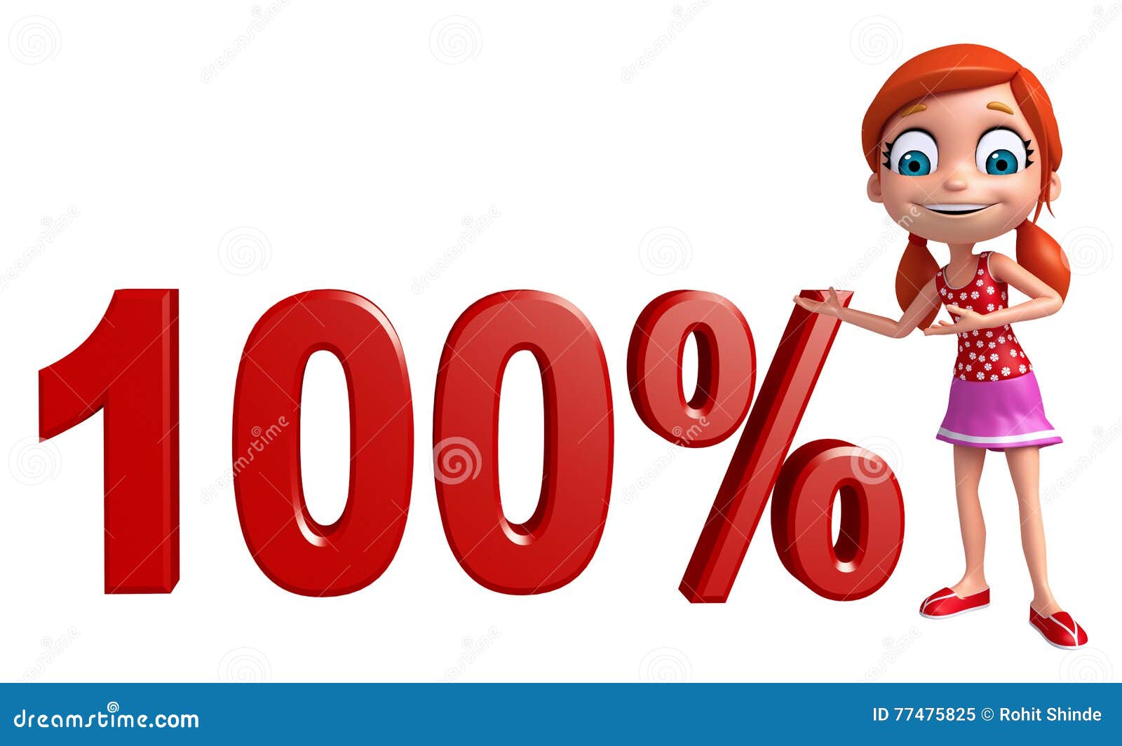 Kid girl with 100 sign stock illustration. Illustration of read - 77475825