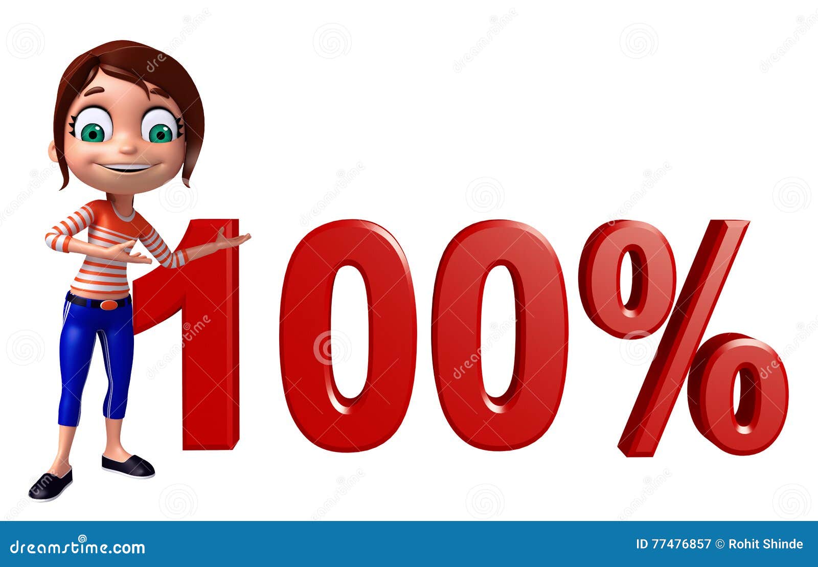 Kid girl with 100 sign stock illustration. Illustration of young - 77476857