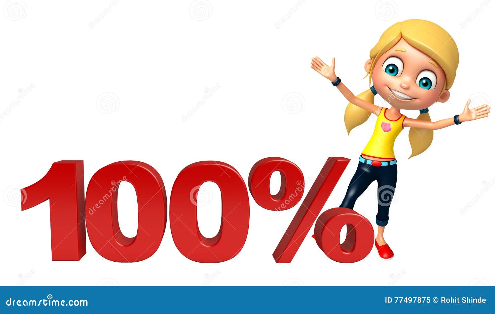 Kid girl with 100 sign stock illustration. Illustration of isolated ...