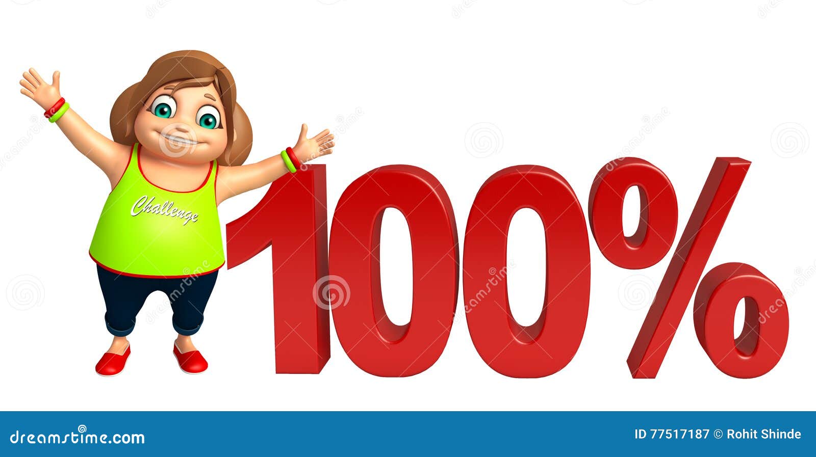 Kid girl with 100 sign stock illustration. Illustration of educational ...