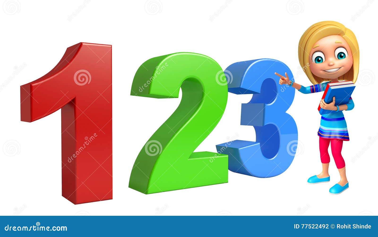 Kid girl with 123 sign stock illustration. Illustration of isolated ...