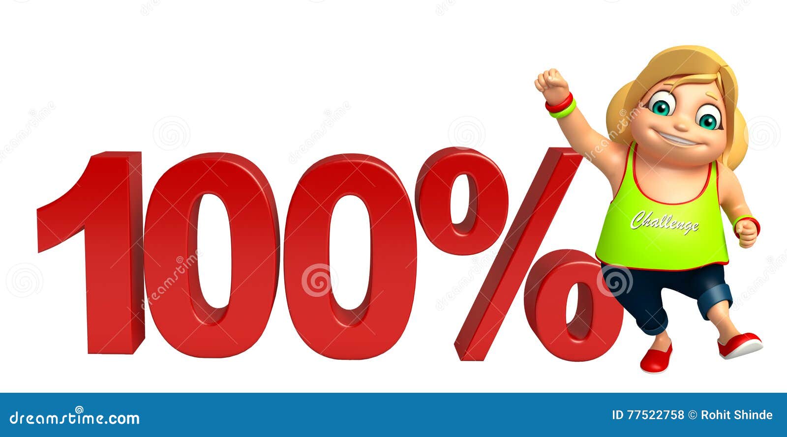 Kid girl with 100 sign stock illustration. Illustration of playful ...