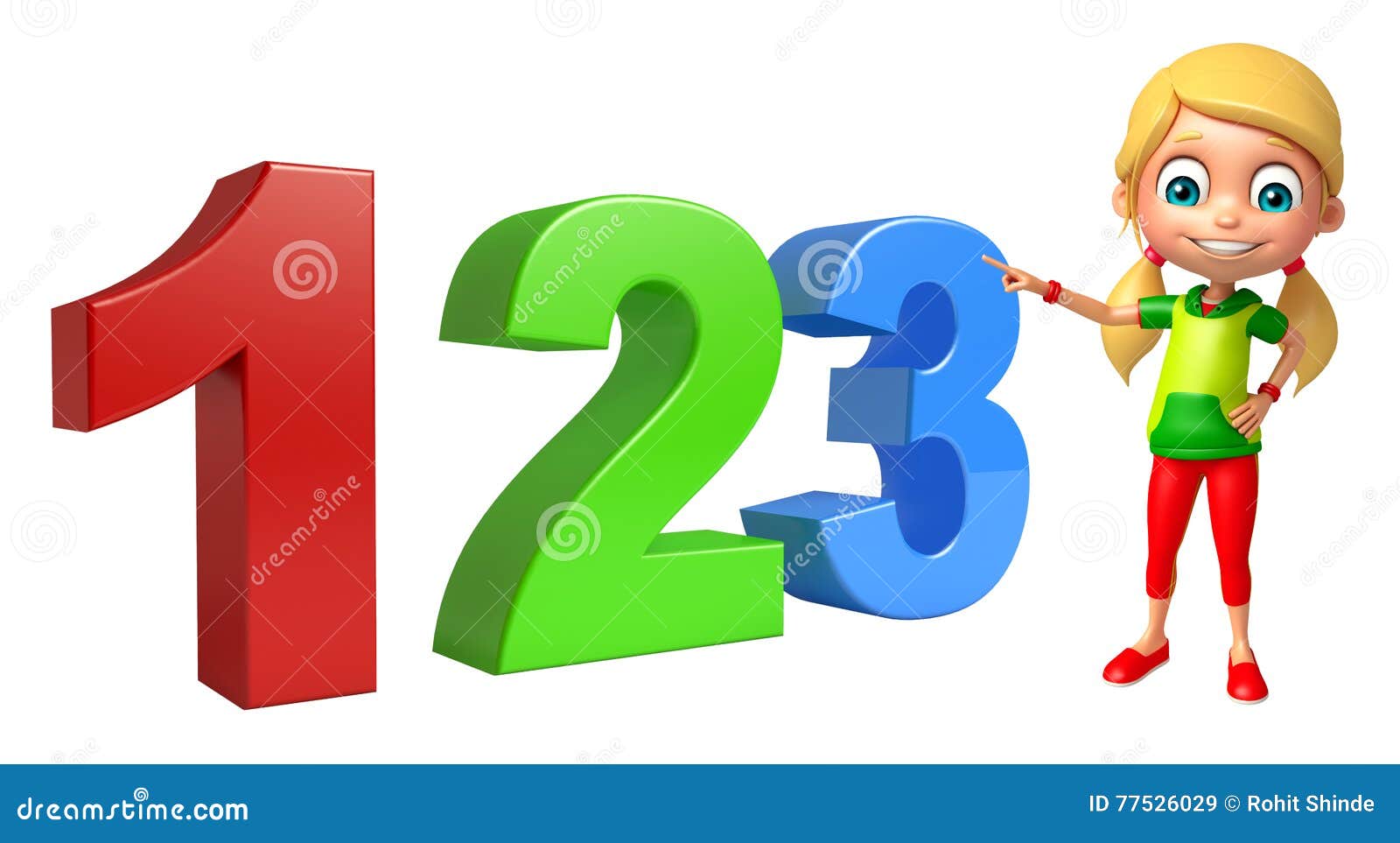 Kid girl with 123 sign stock illustration. Illustration of clipart ...