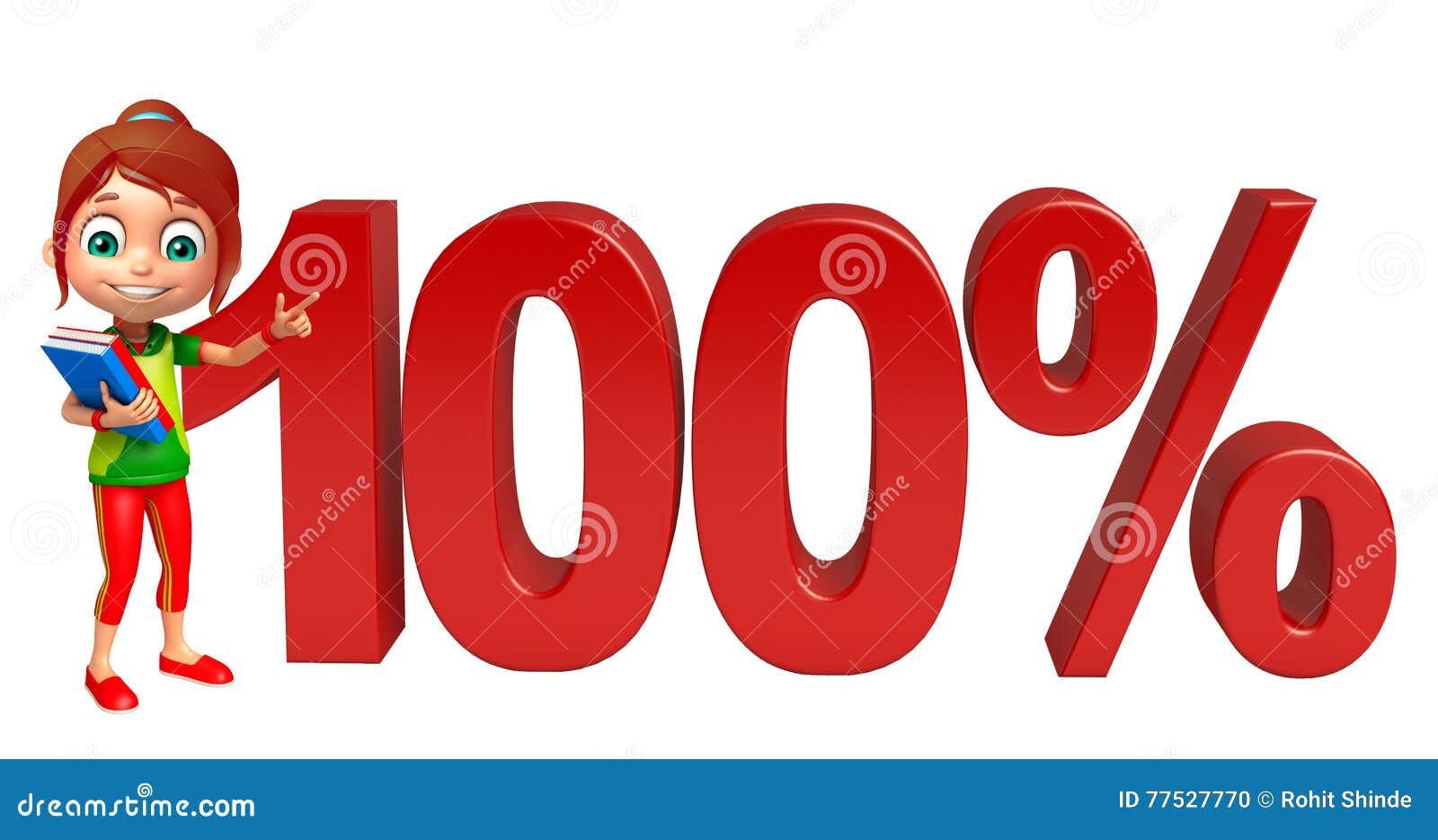 Kid girl with 100 sign stock illustration. Illustration of young - 77527770