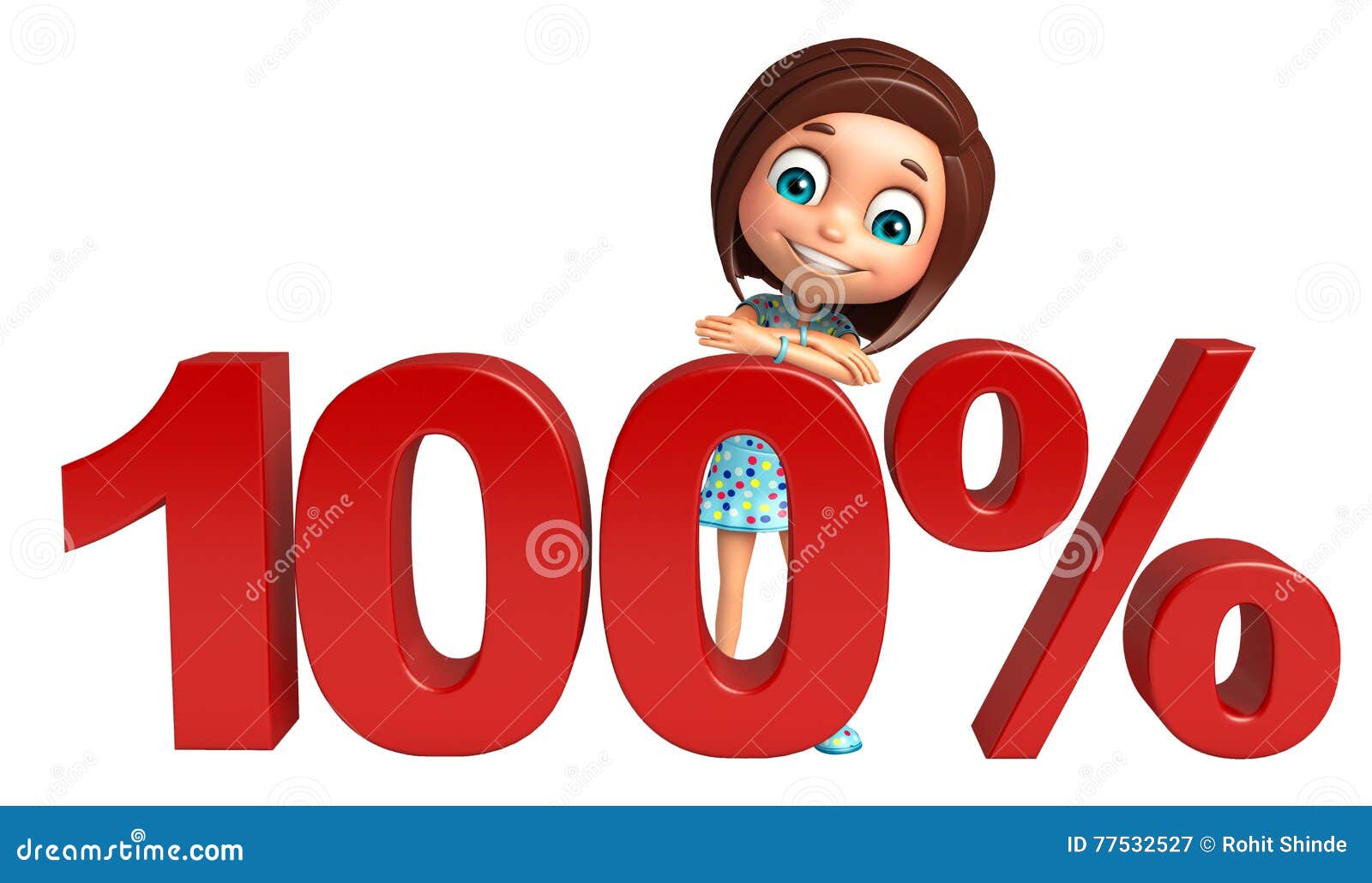 Kid girl with 100 sign stock illustration. Illustration of smile - 77532527