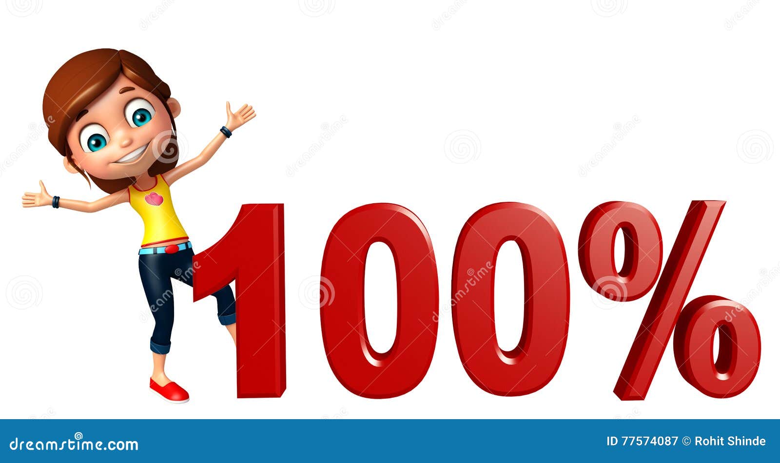 Kid girl with 100 sign stock illustration. Illustration of girl - 77574087