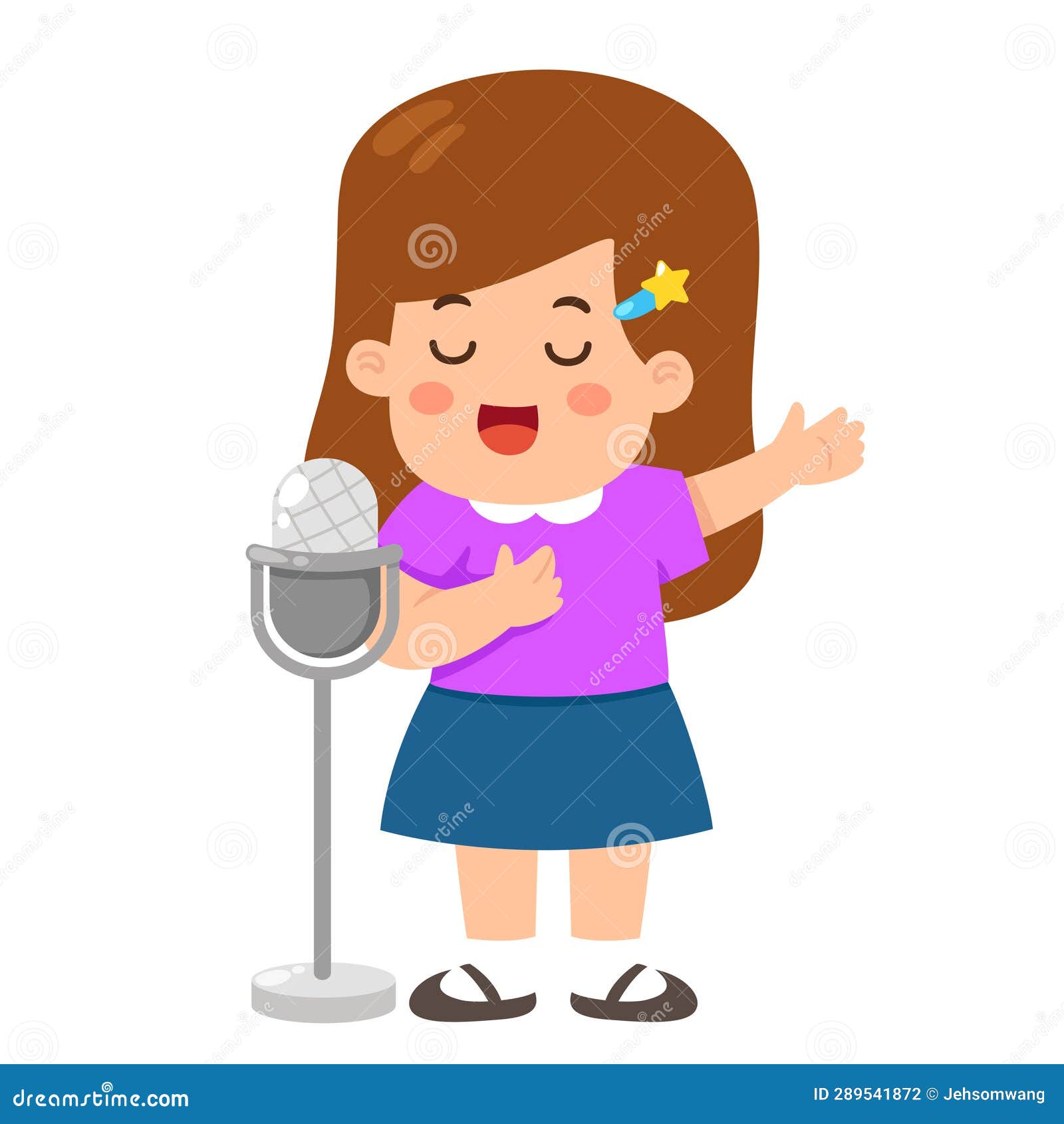 Kid girl sing a song stock vector. Illustration of music - 289541872