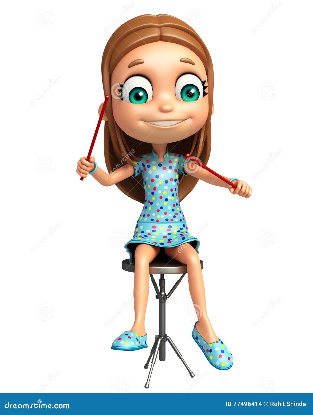 Kid girl with Sticks stock illustration. Illustration of study - 77496414