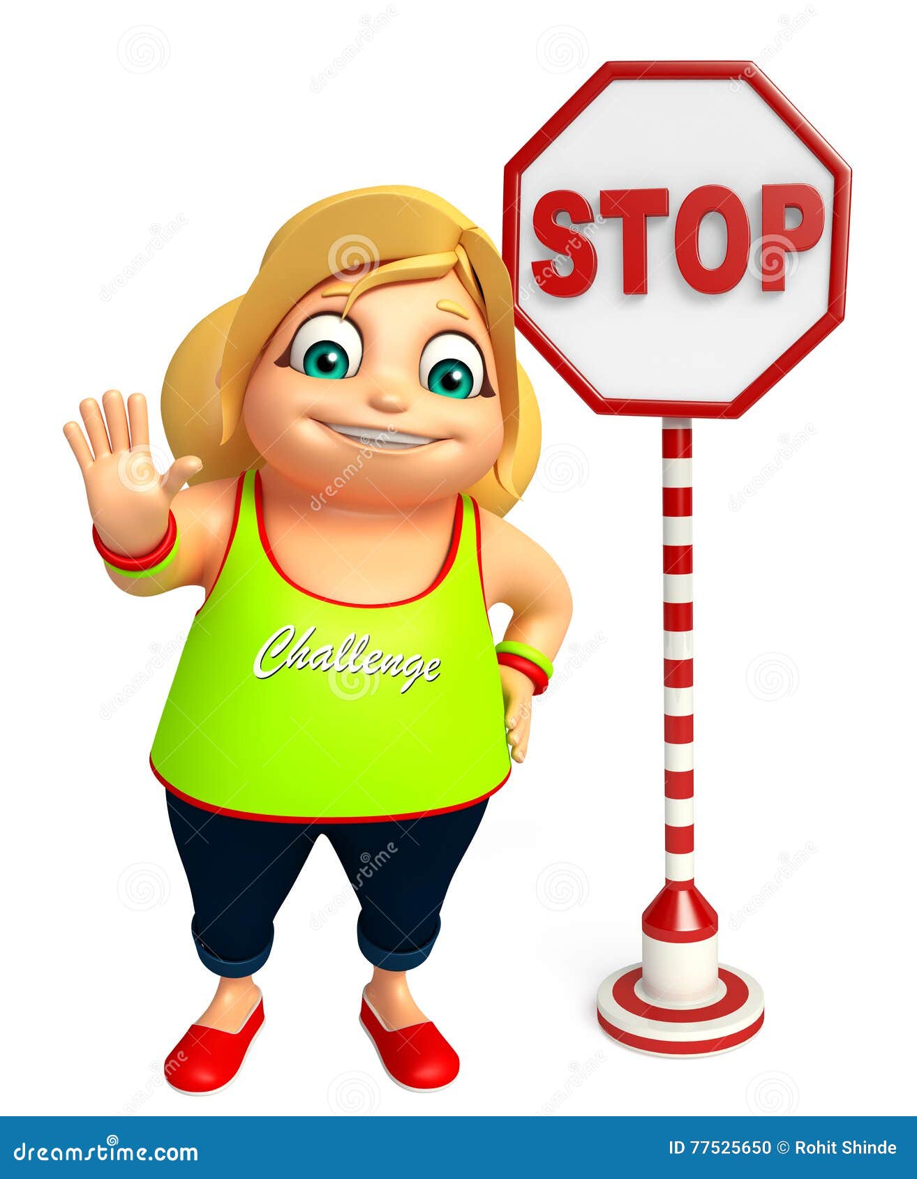 Kid girl with Stop board stock illustration. Illustration of smile ...