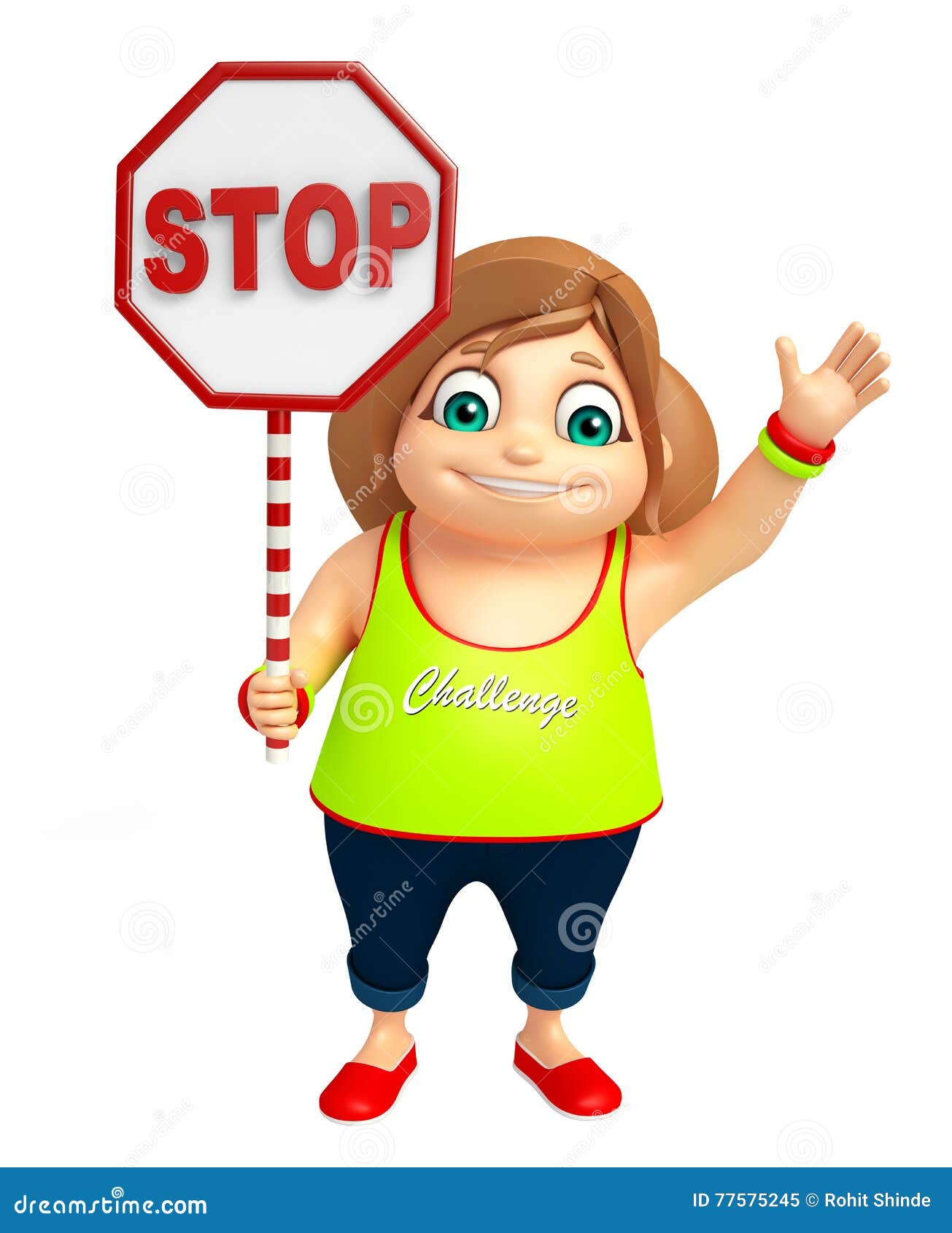 Kid girl with Stop stock illustration. Illustration of character - 77575245