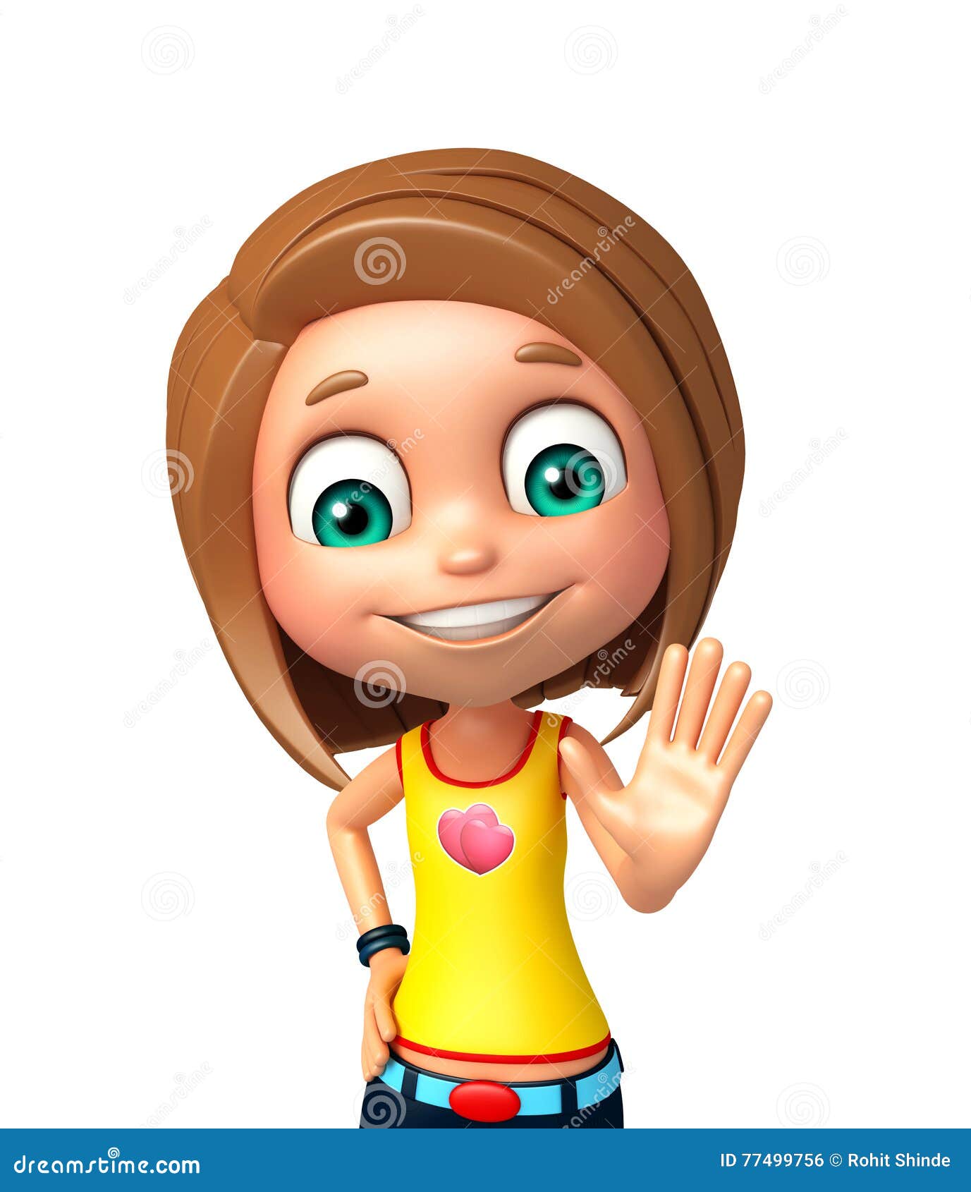 Kid girl with Stop pose stock illustration. Illustration of education ...