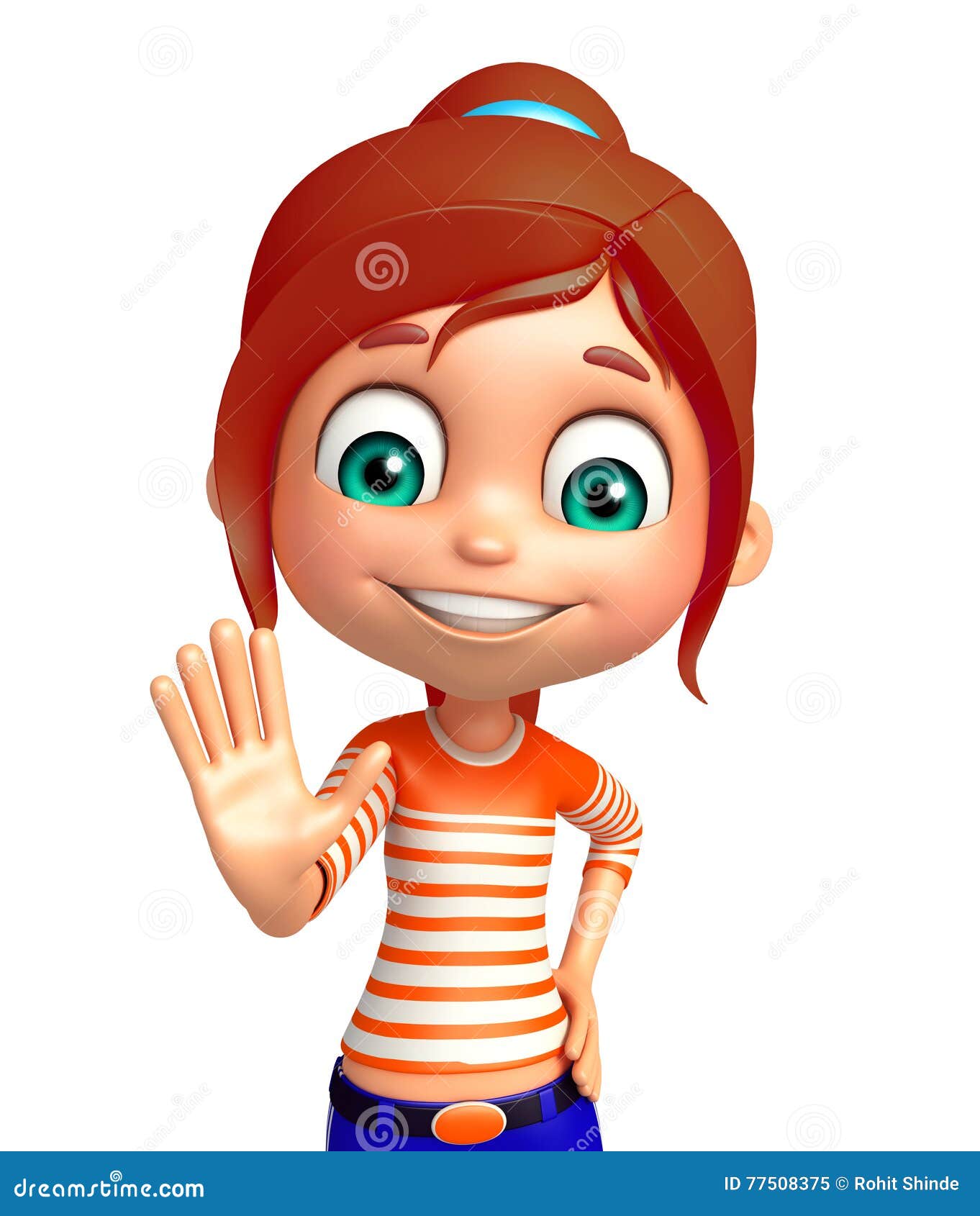 Kid girl with Stop pose stock illustration. Illustration of education ...