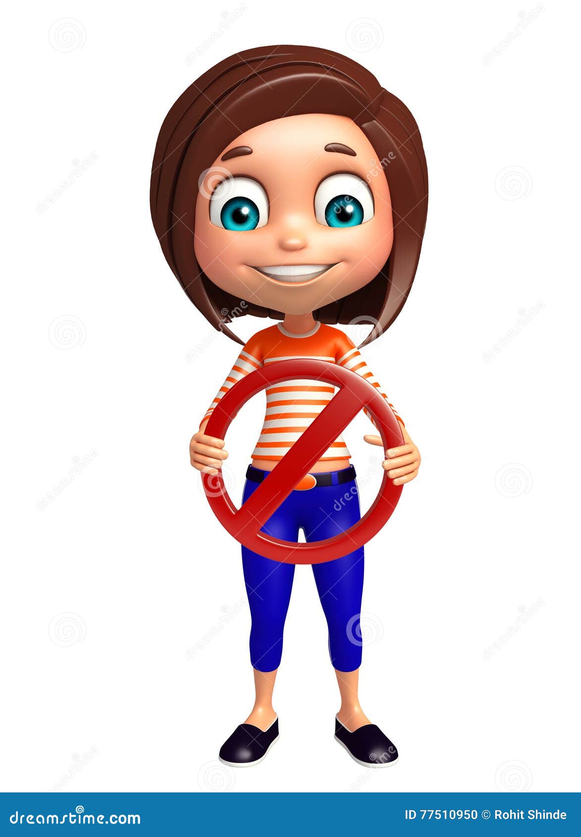 Kid girl with Stop sign stock illustration. Illustration of student ...