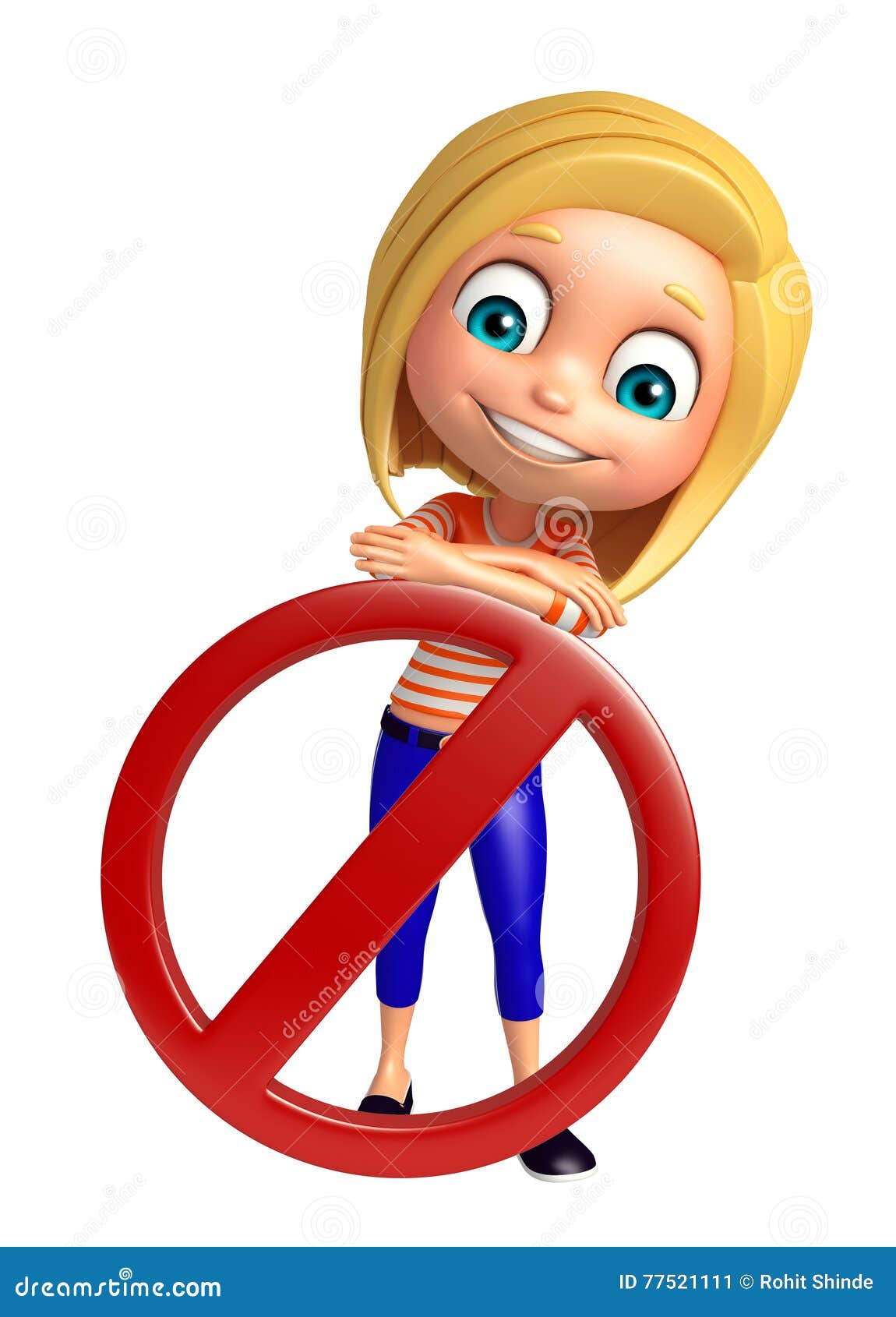 Kid girl with Stop sign stock illustration. Illustration of activity ...