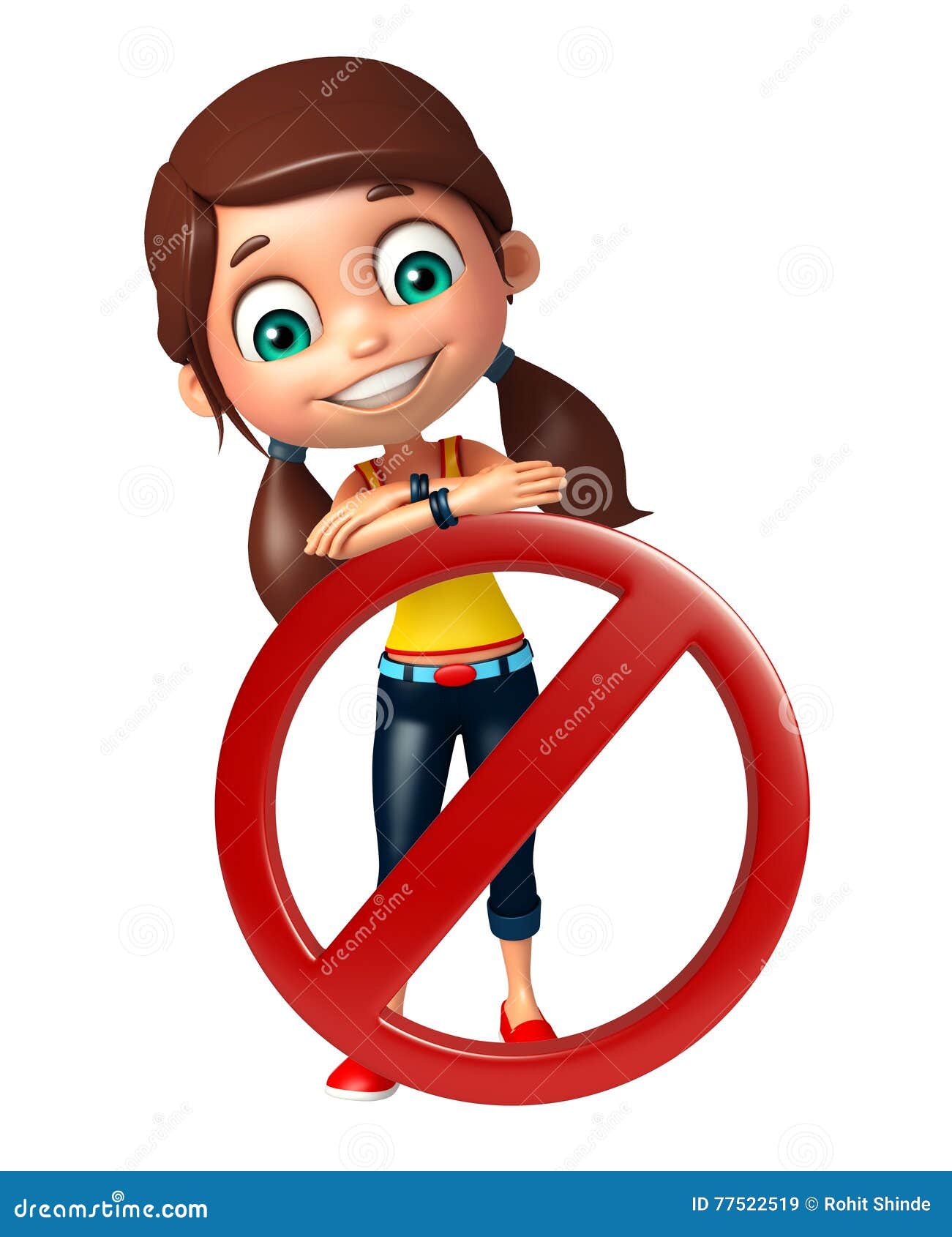Kid girl with Stop sign stock illustration. Illustration of grade ...
