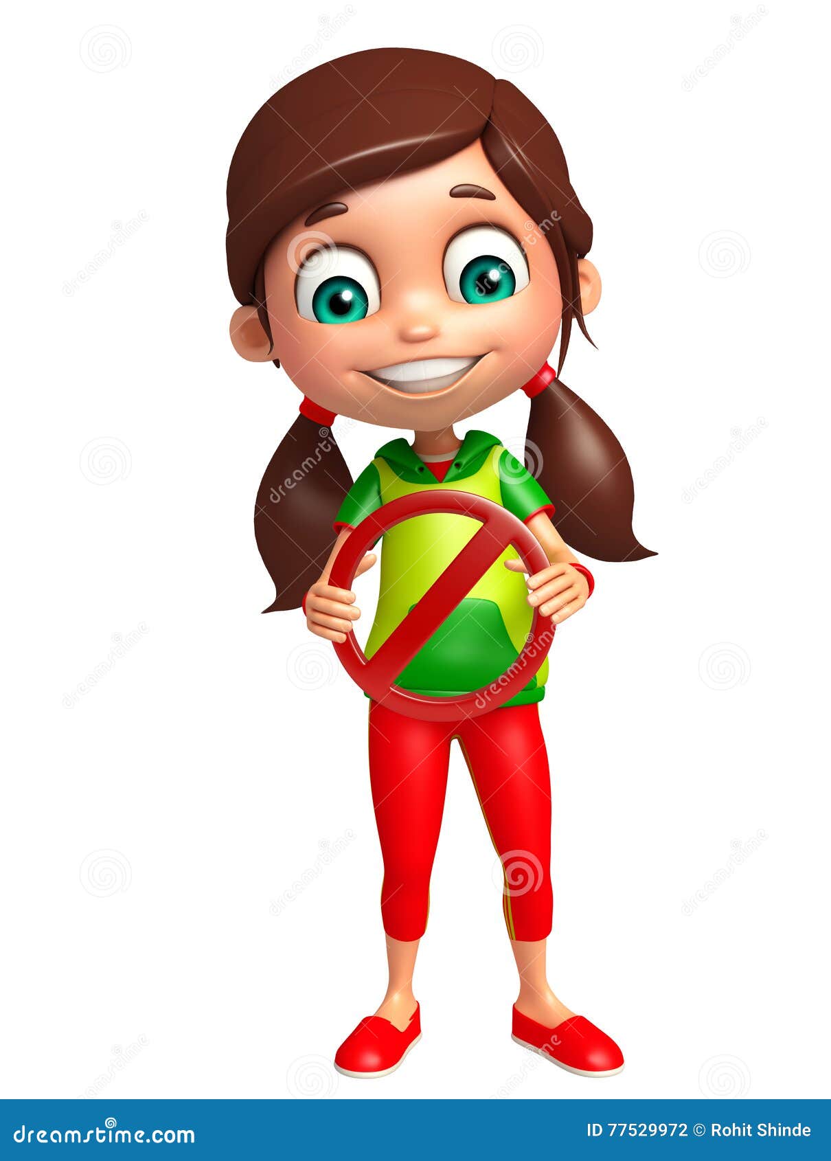 Kid girl with Stop sign stock illustration. Illustration of read - 77529972