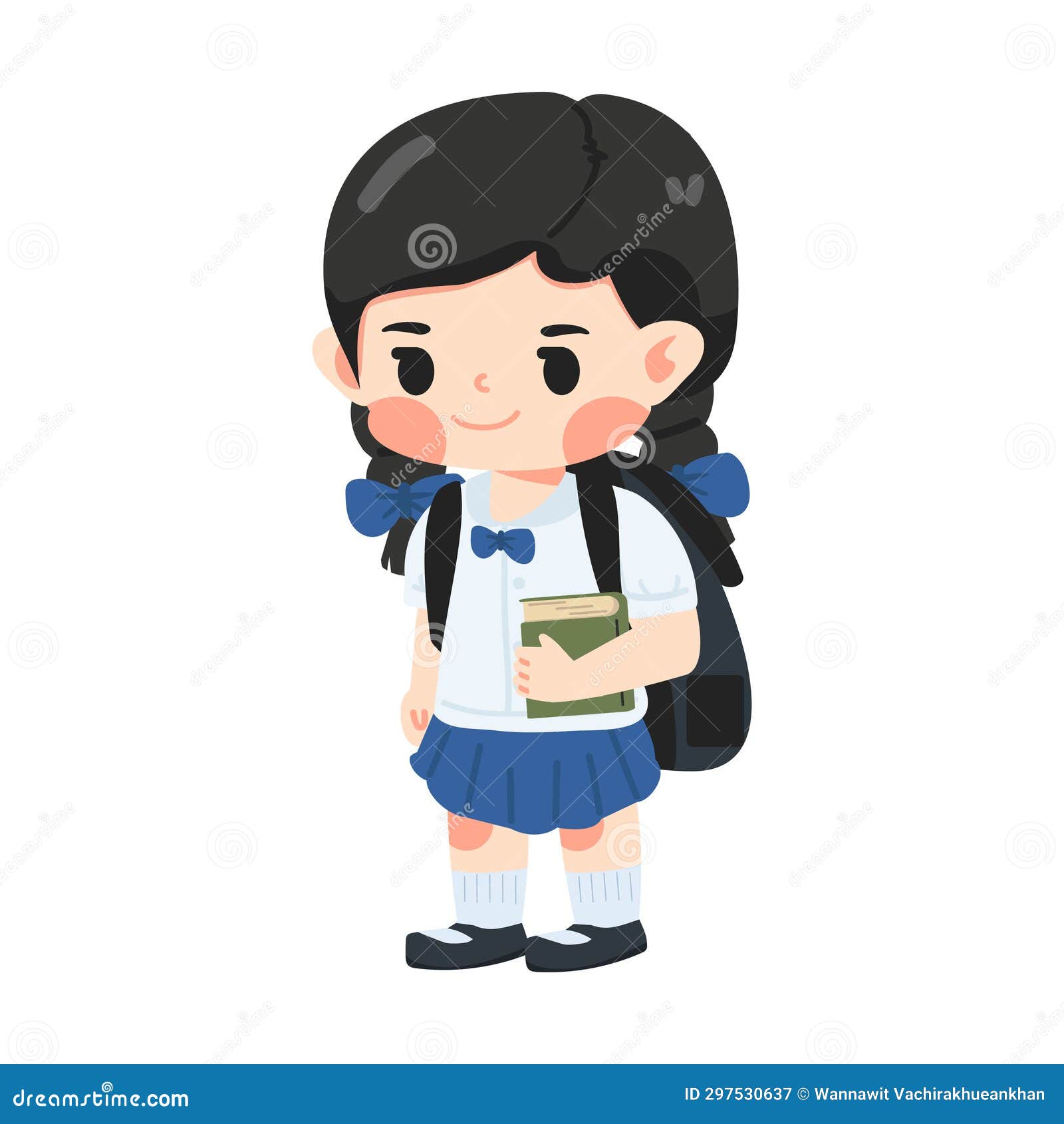 Kid Girl Student with a Backpack Stock Vector - Illustration of uniform ...