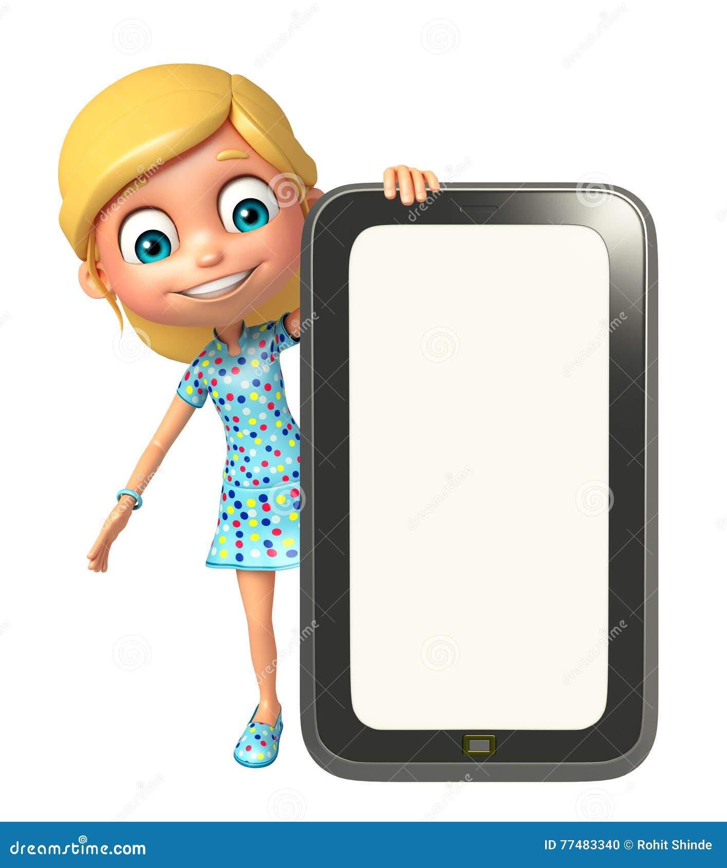 Kid girl with Tab stock illustration. Illustration of educational ...