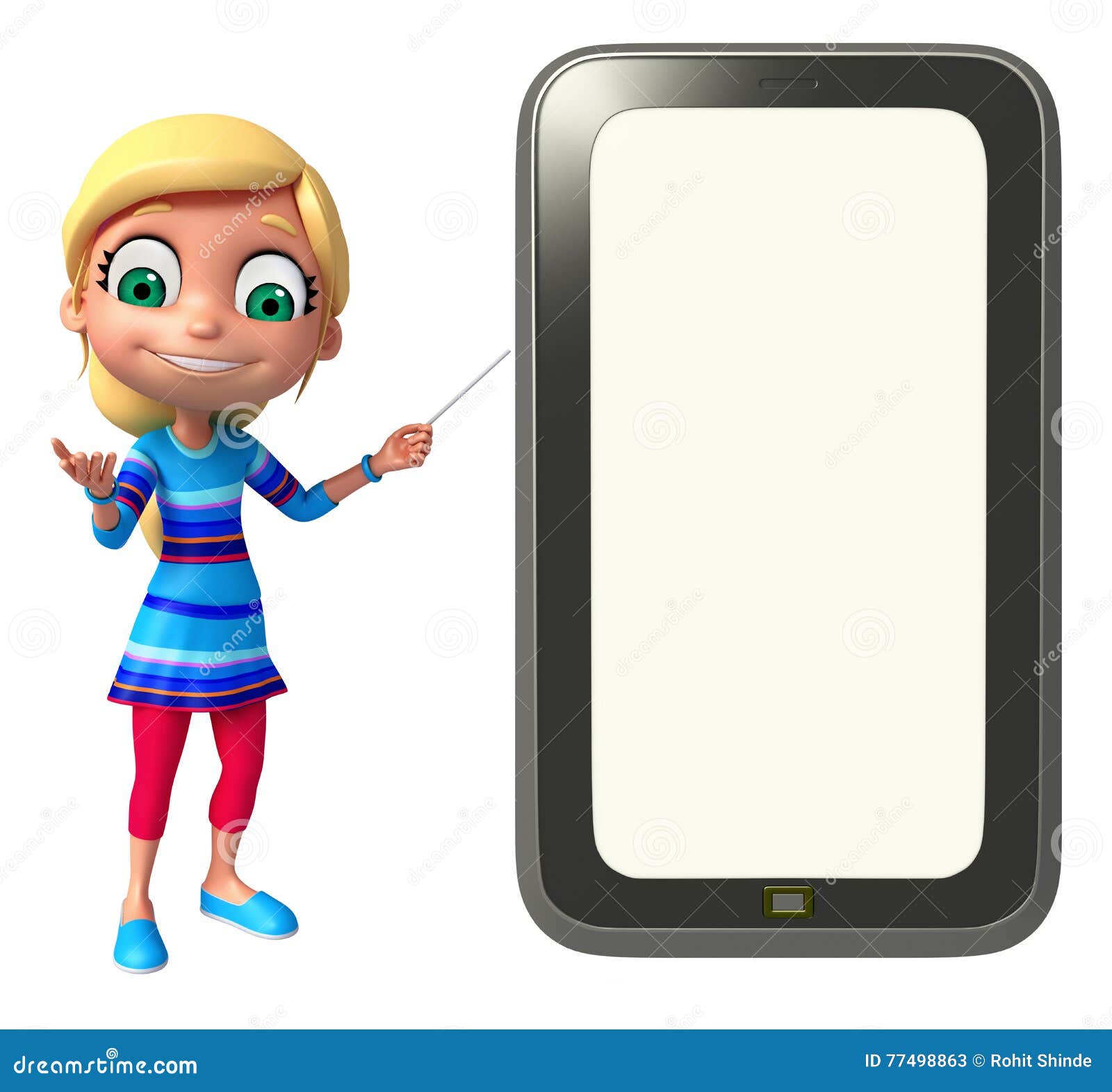 Kid girl with Tab stock illustration. Illustration of class - 77498863
