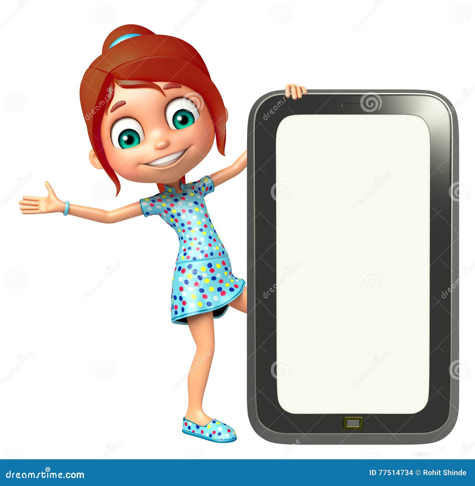 Kid girl with Tab stock illustration. Illustration of class - 77514734