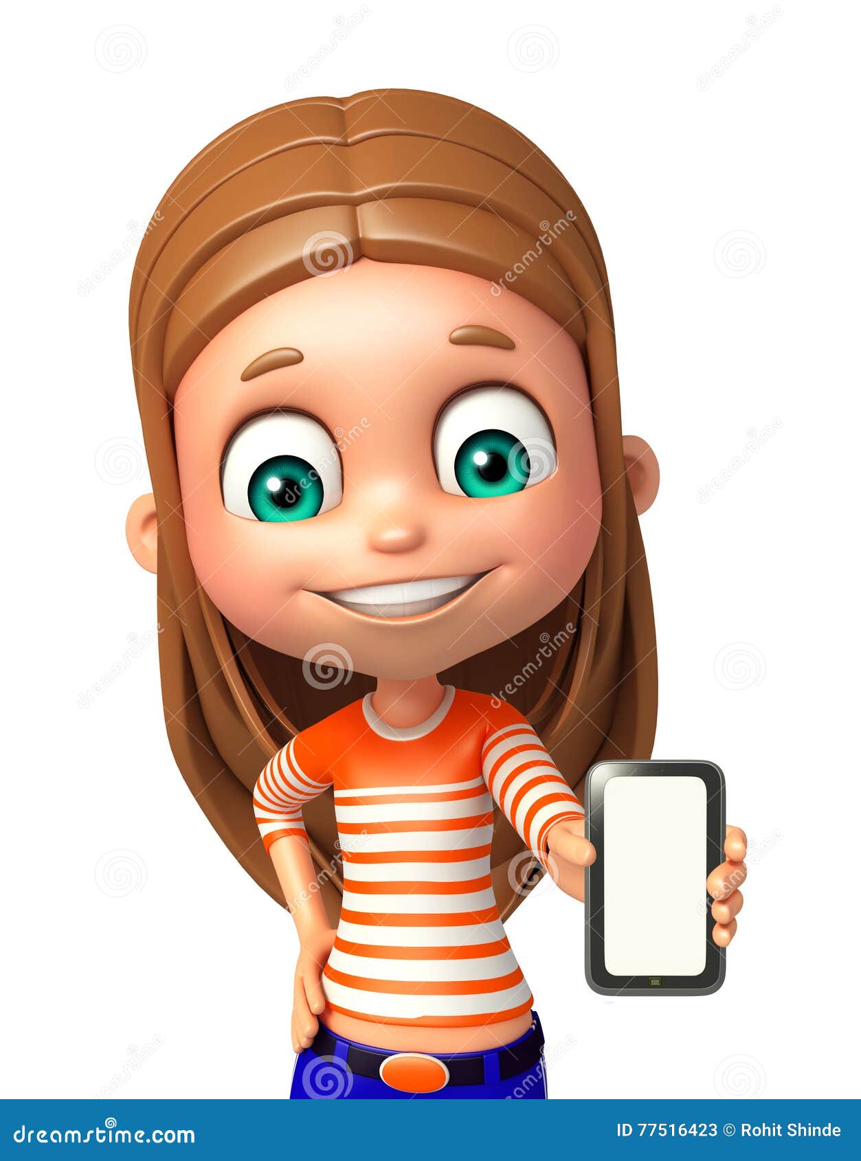 Kid girl with Tab stock illustration. Illustration of isolated - 77516423