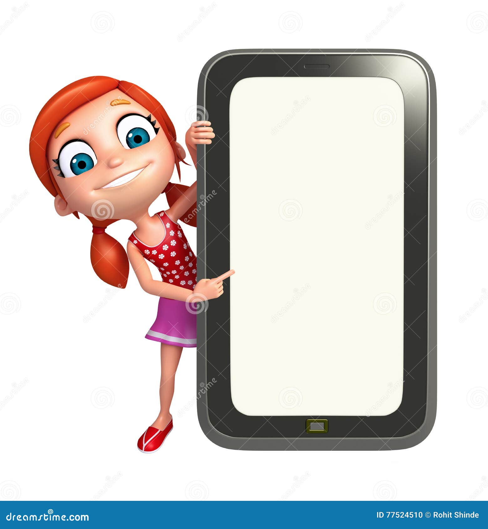Kid girl with Tab stock illustration. Illustration of activity - 77524510