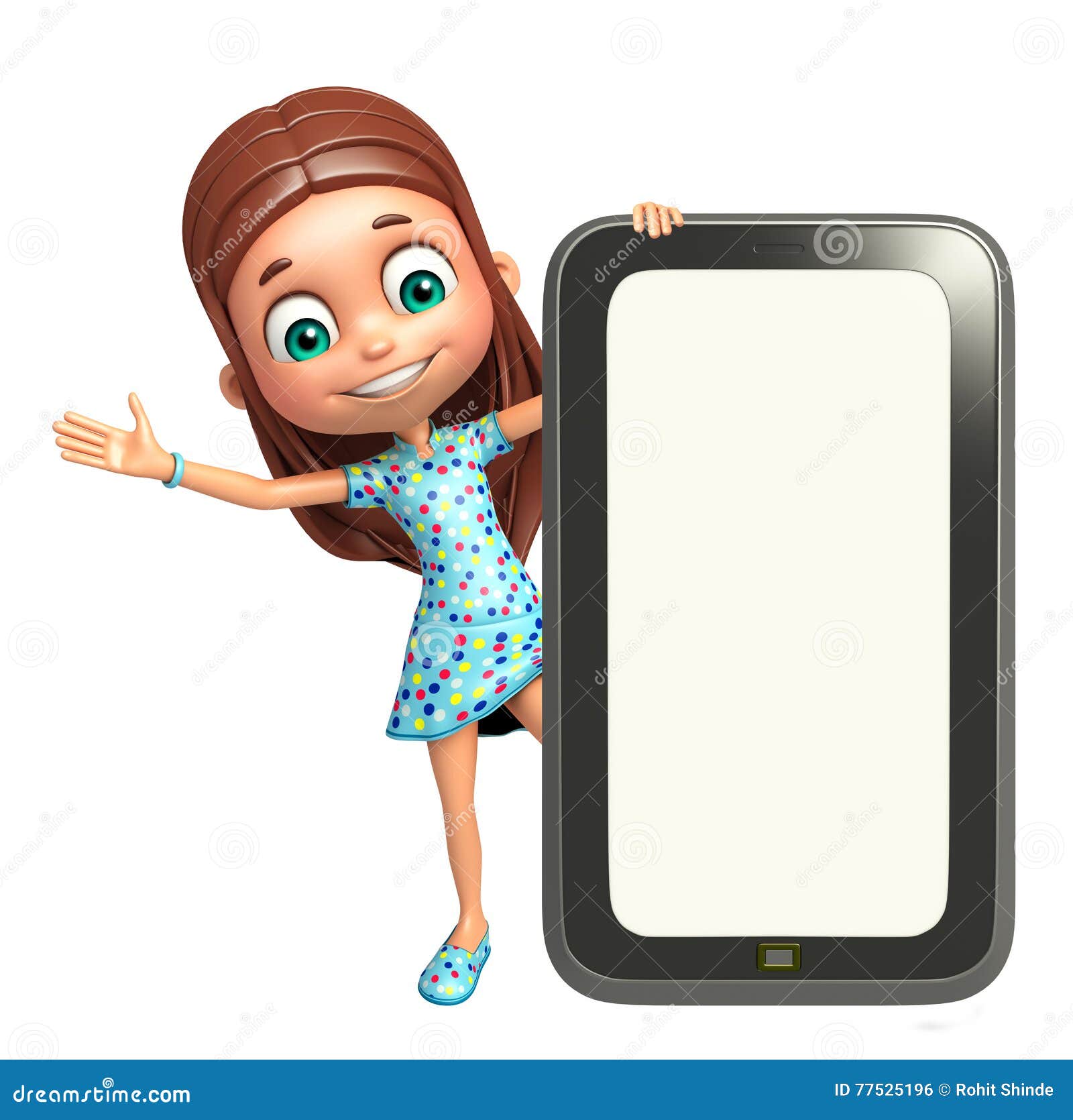 Kid girl with Tab stock illustration. Illustration of character - 77525196