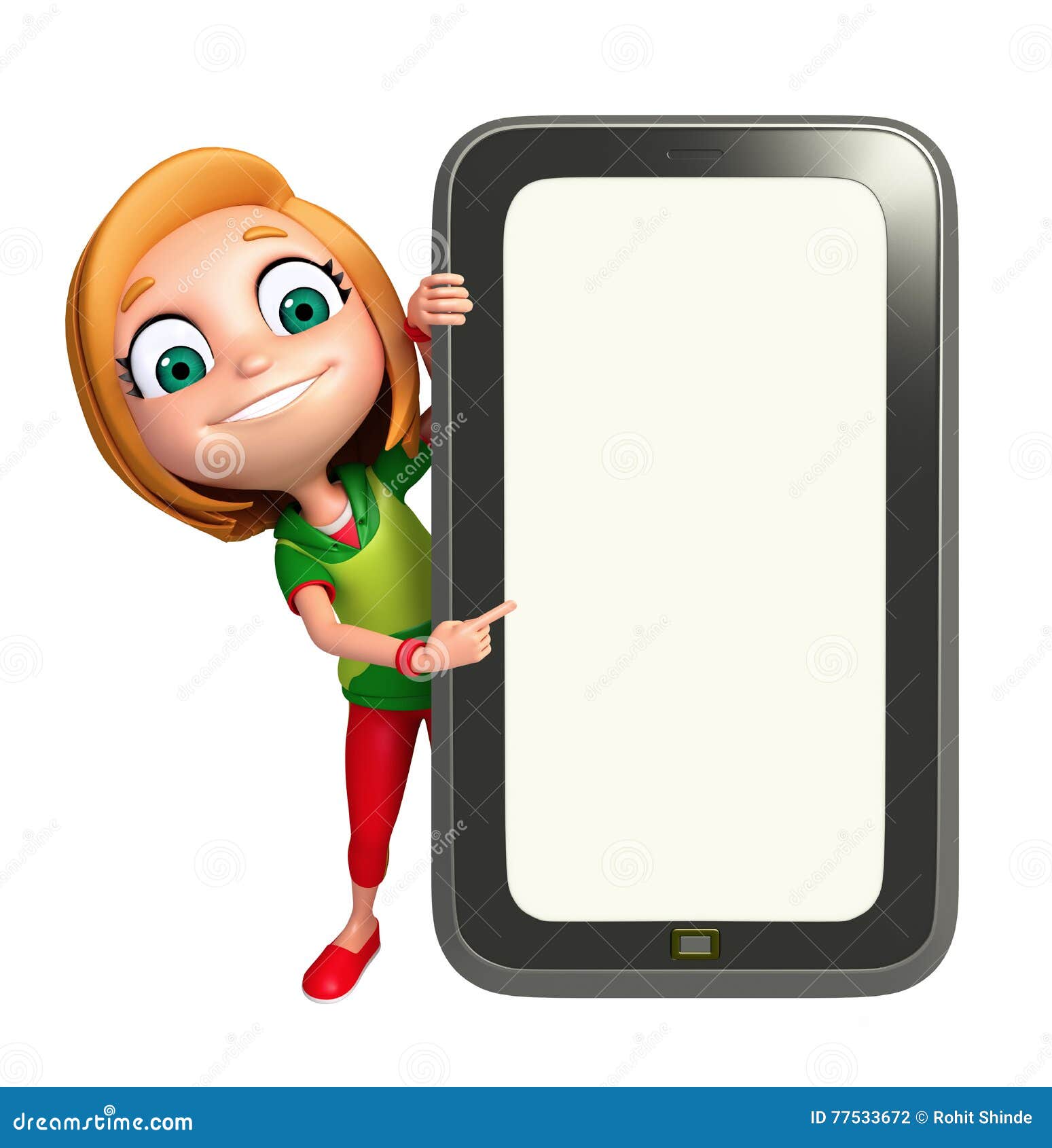 Kid girl with Tab stock illustration. Illustration of school - 77533672