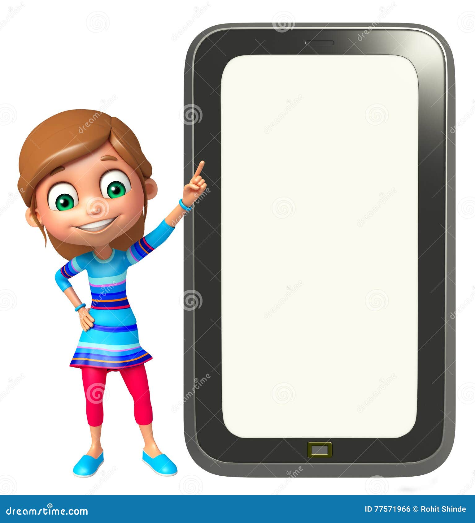 Kid girl with Tab stock illustration. Illustration of isolated - 77571966