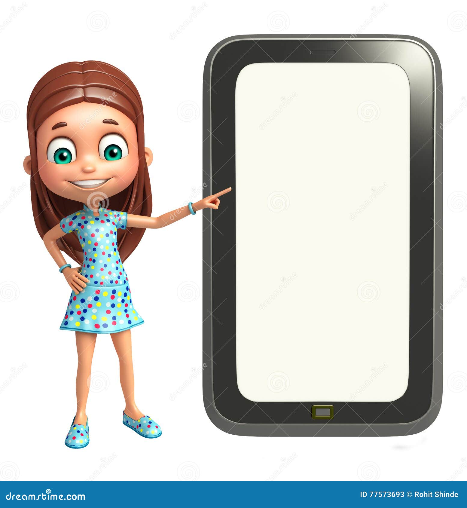 Kid girl with Tab stock illustration. Illustration of happy - 77573693