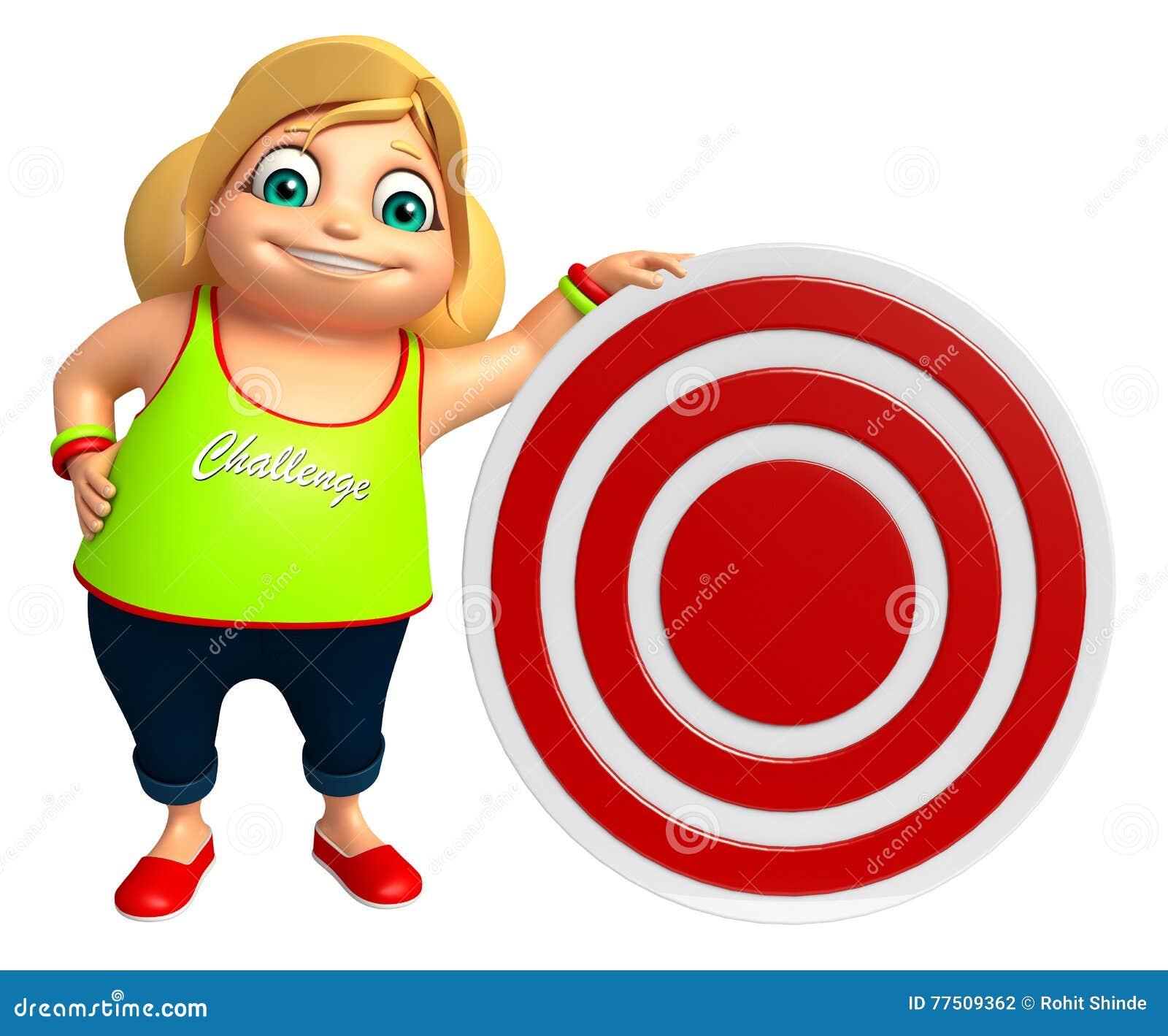 Kid girl with Target sign stock illustration. Illustration of playful ...