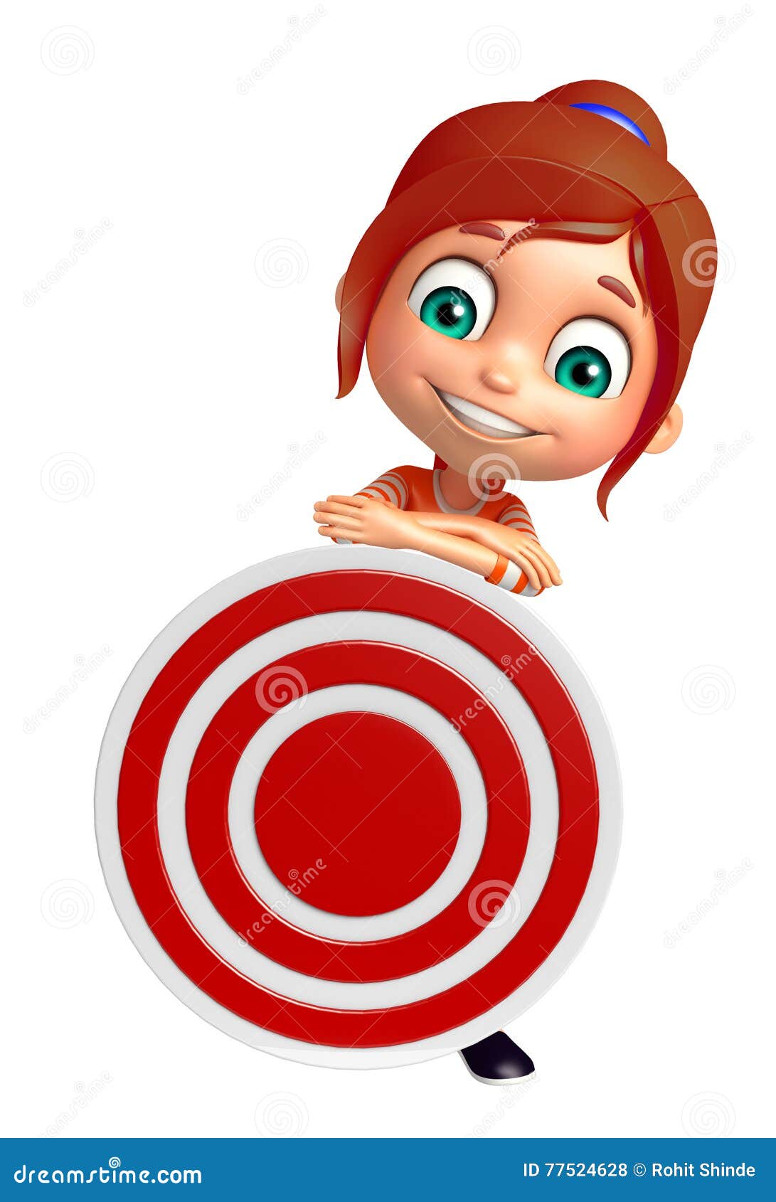 Kid girl with Target sign stock illustration. Illustration of young ...