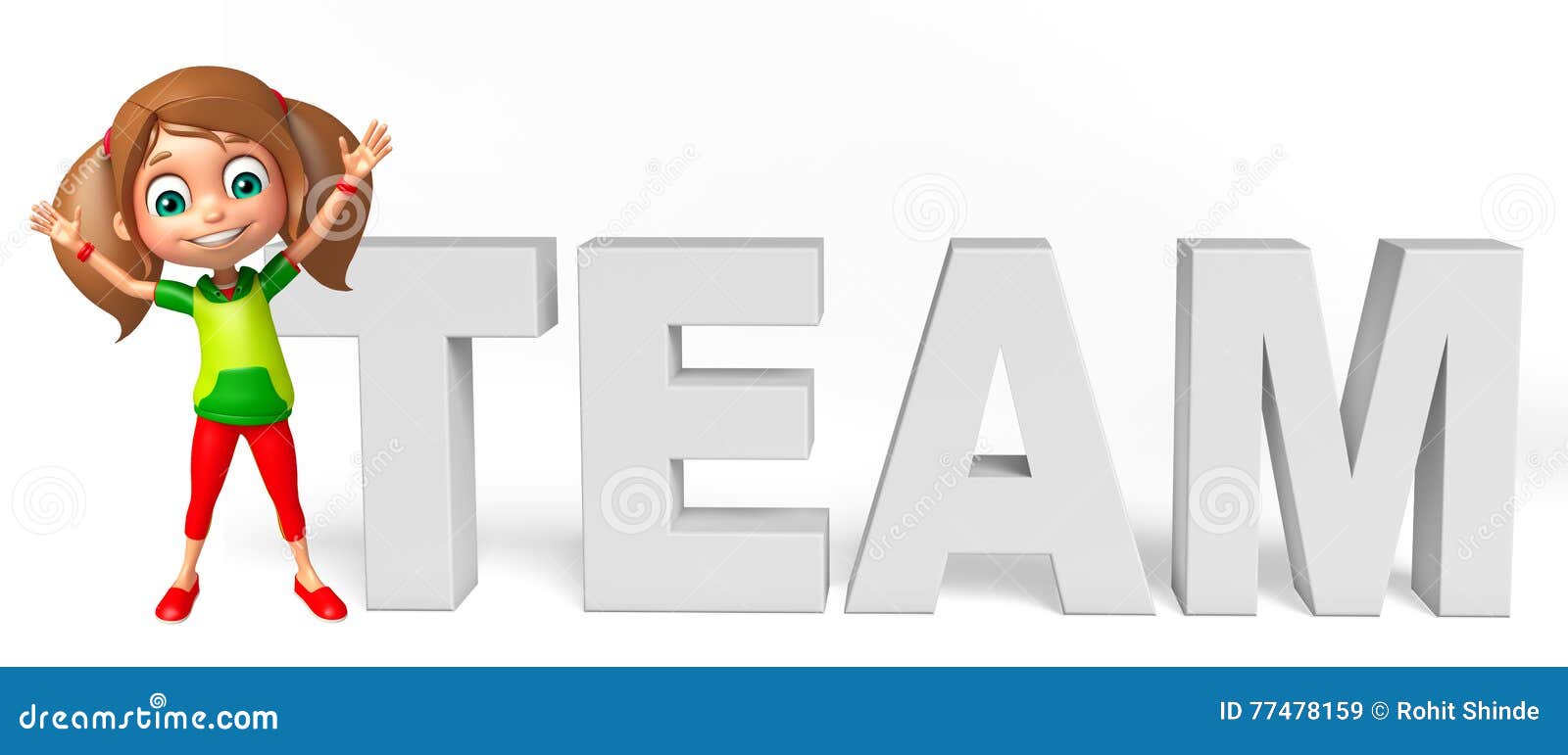 Kid girl with Team stock illustration. Illustration of girl - 77478159