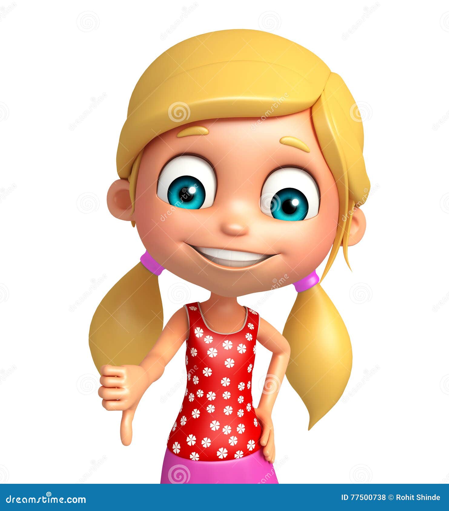 Girl Kid Thumbs Up Cartoon Child Peeking Over Sign Vector Illustration ...