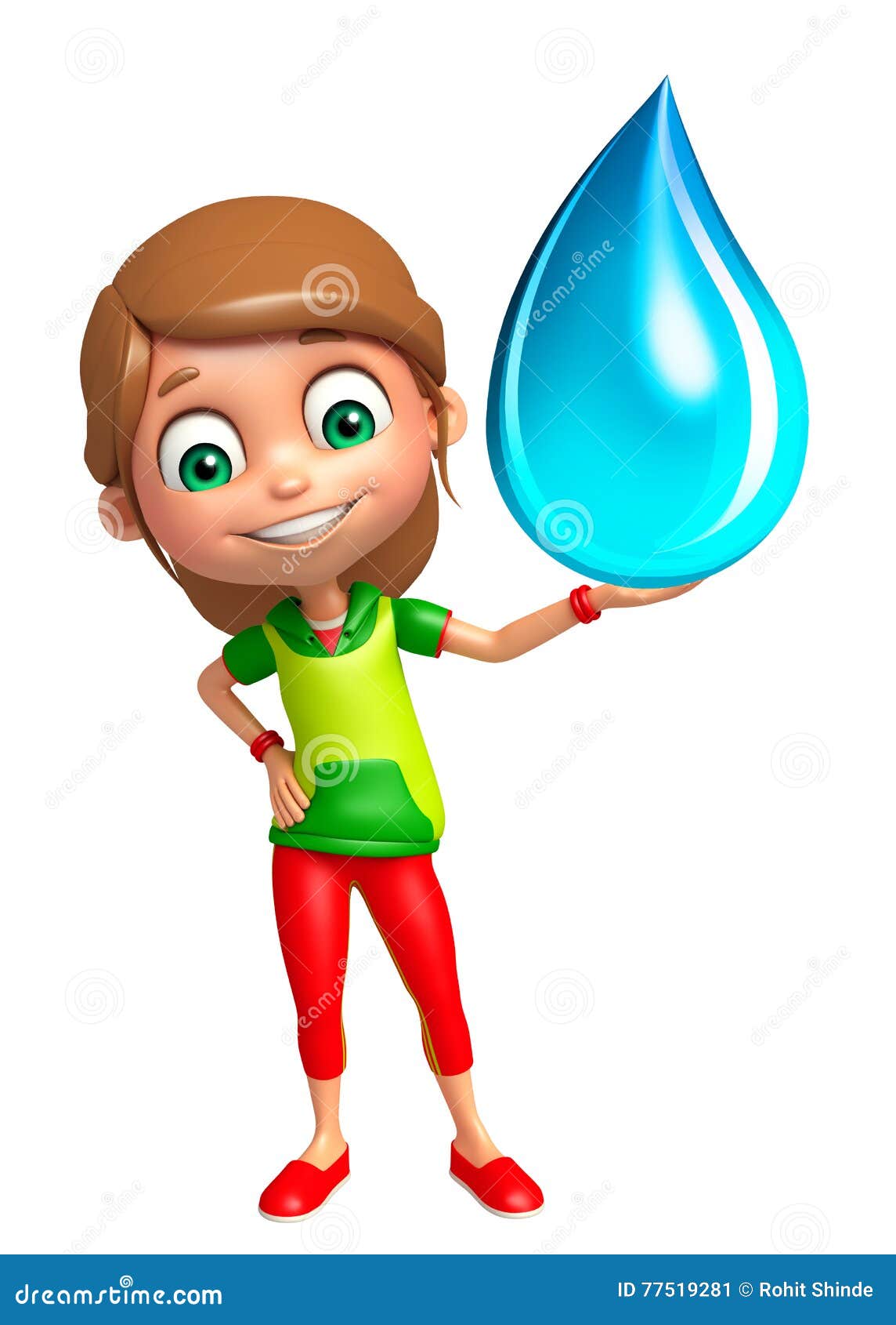 Kid girl with Water drop stock illustration. Illustration of activity ...