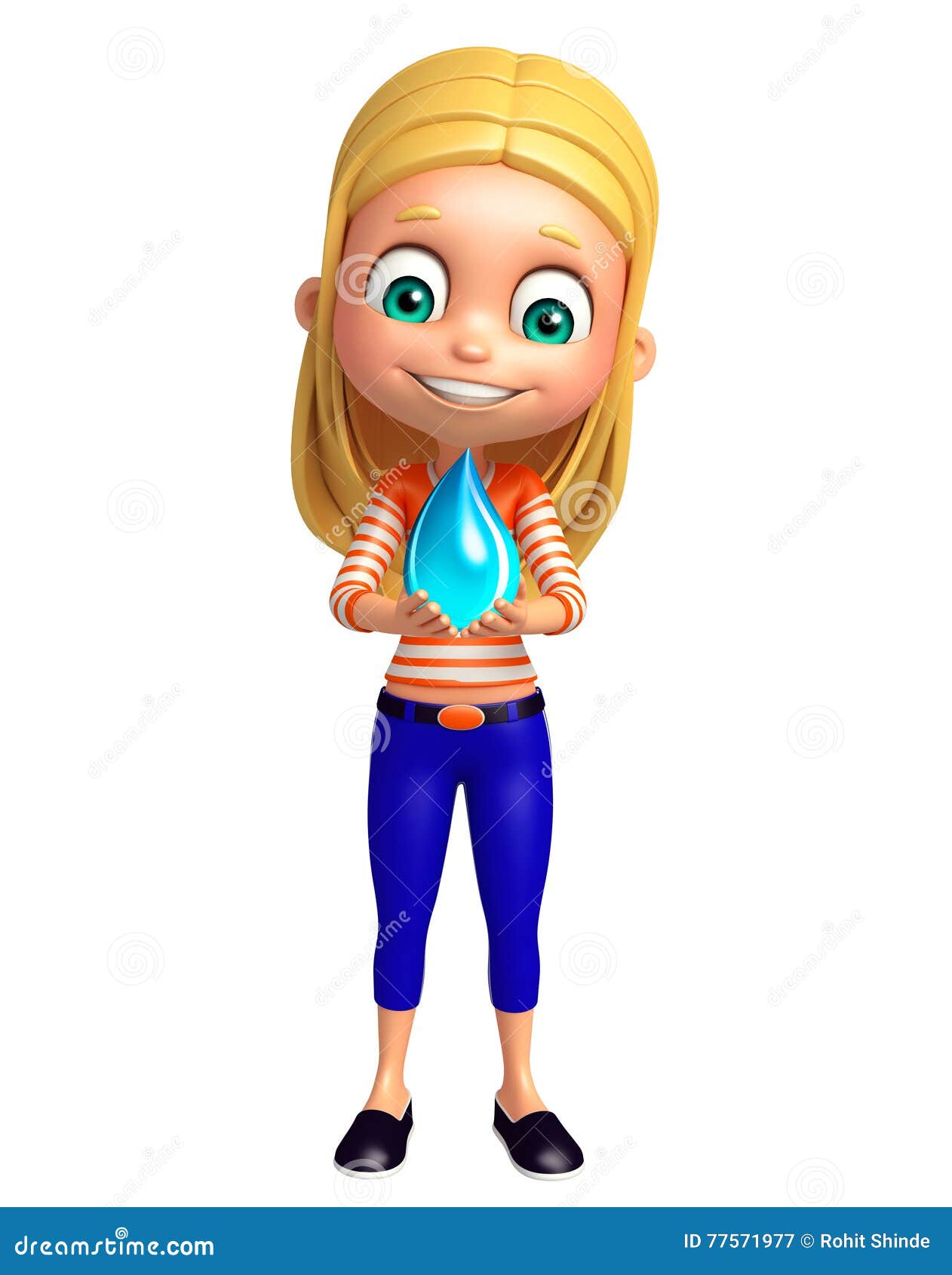 Kid girl with Water drop stock illustration. Illustration of character ...