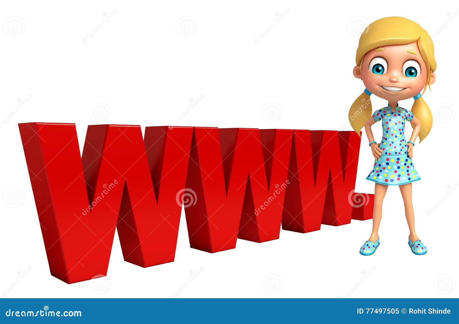Kid girl with WWW sign stock illustration. Illustration of isolated ...