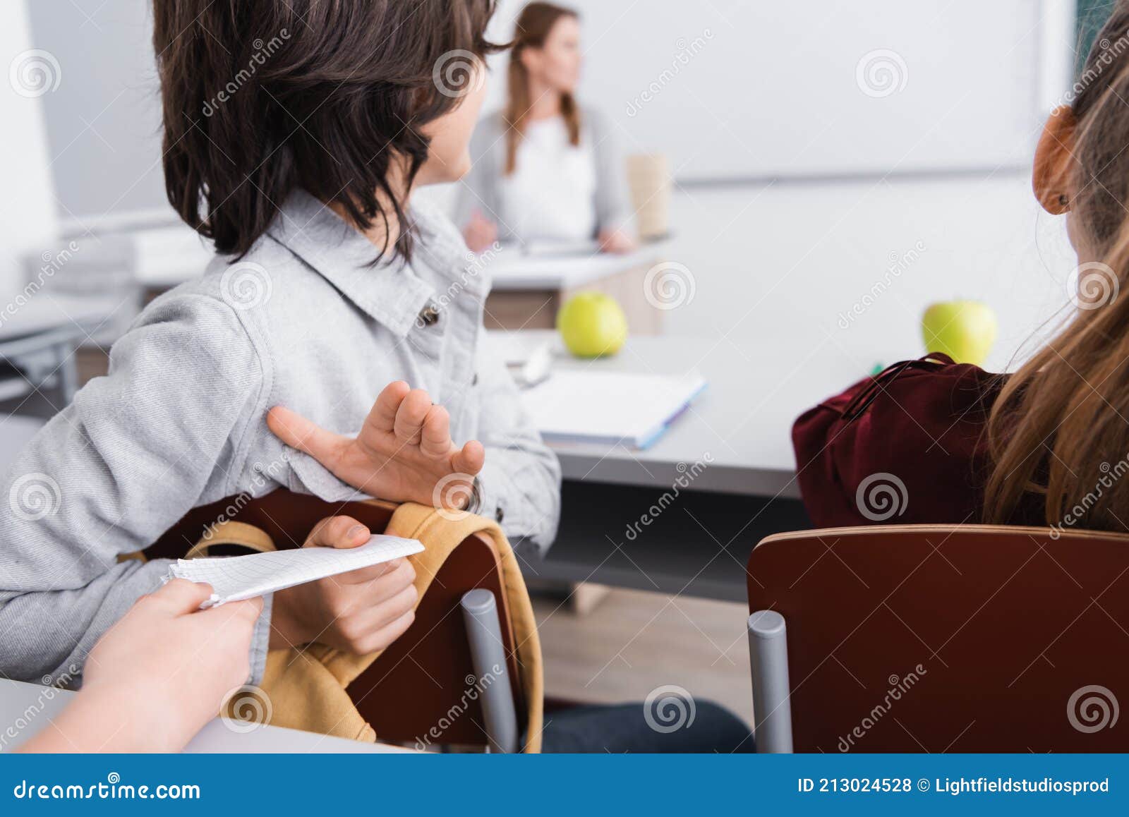 Kid Giving Note To Classmate during Stock Photo - Image of lesson ...