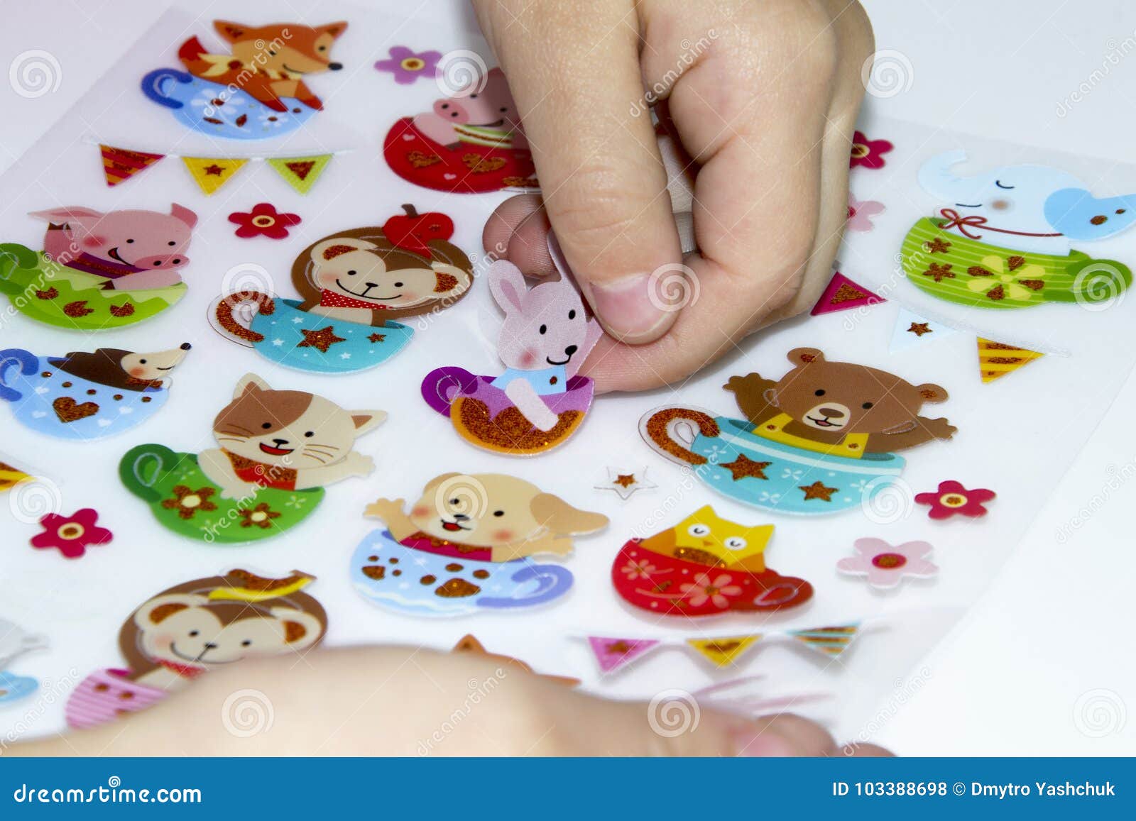 Kid Is Gluing A Sticker On Applique. Royalty-Free Stock Image ...