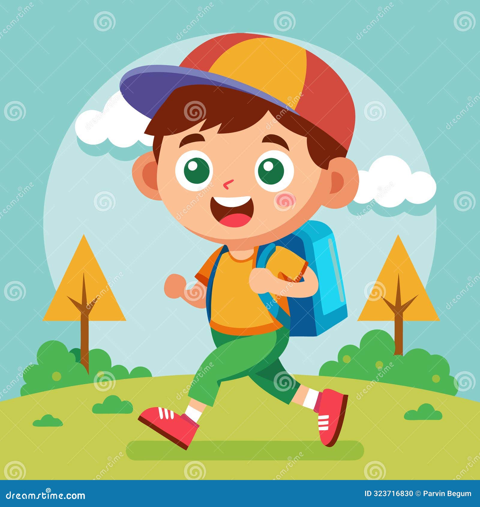 Kid Go To School Cartoon Vector Illustration Stock Vector ...