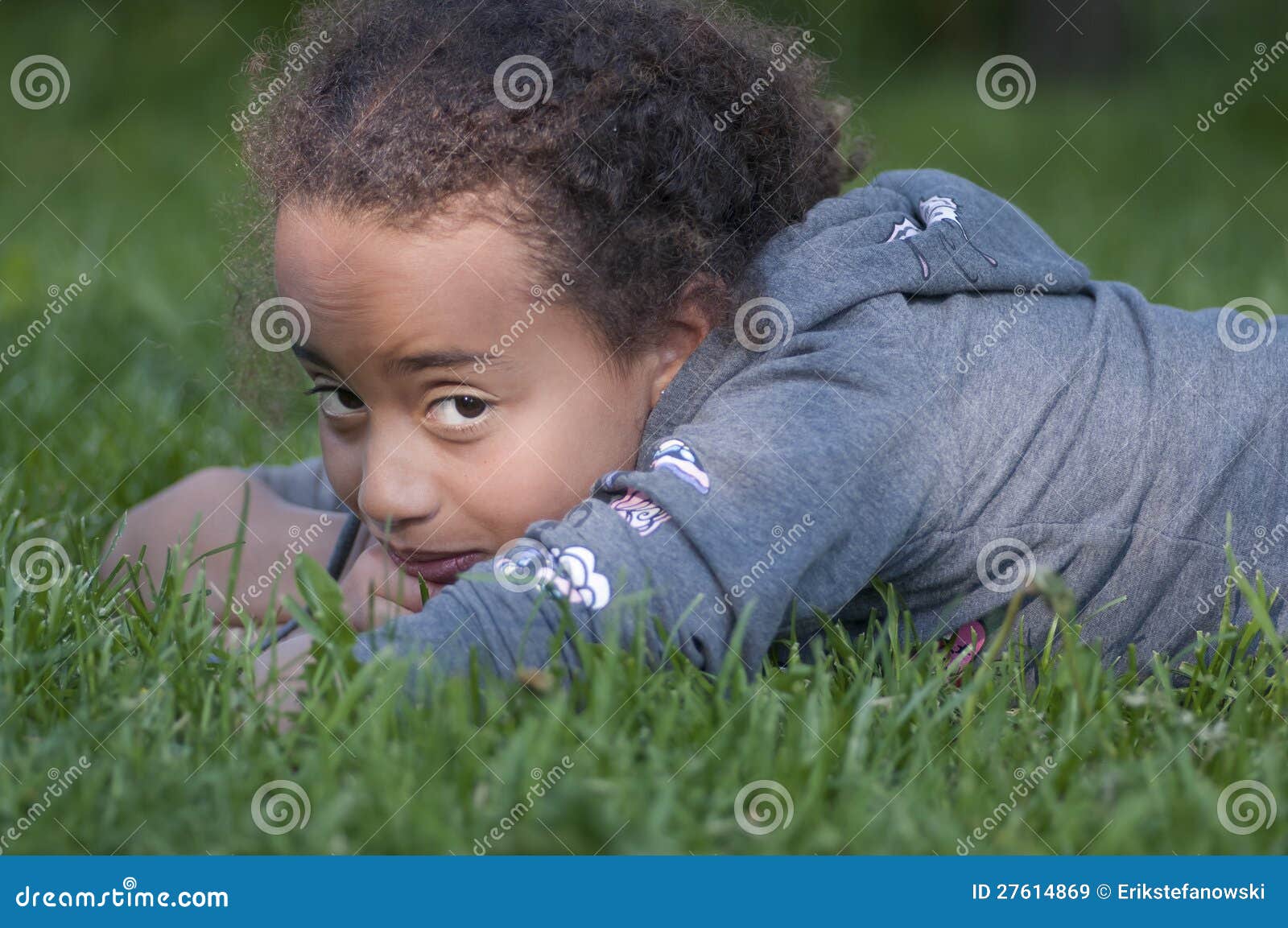 Kid in the grass. stock image. Image of summer, mischievous - 27614869