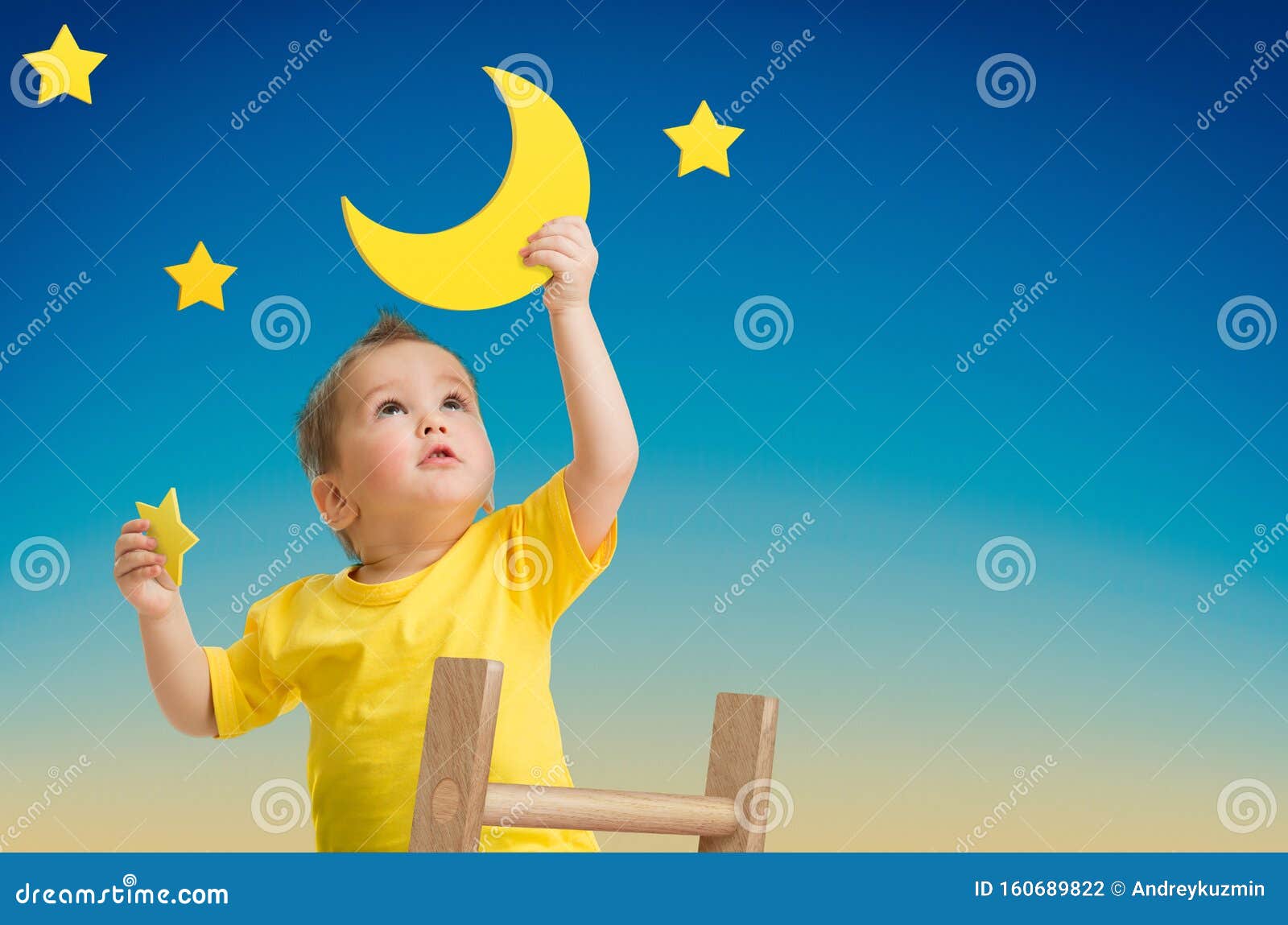 Kid Growing or Dreaming Creative Concept Stock Photo - Image of small ...