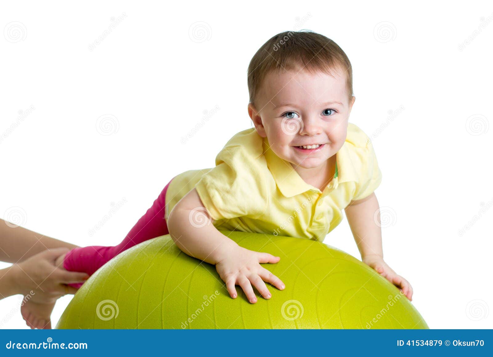Kid on gymnastic ball stock image. Image of beautiful - 41534879