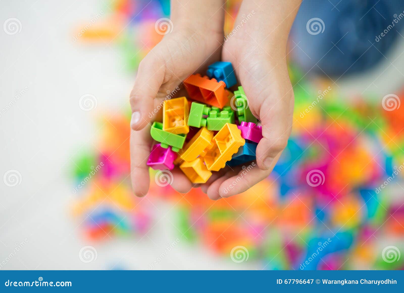 Kid Hand Holding Blocks Toy Close Up Stock Image - Image of green ...