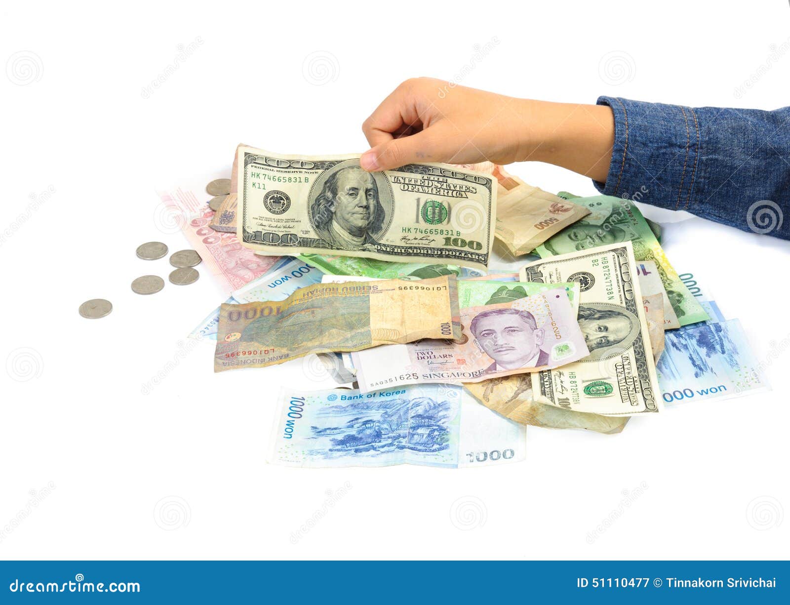 Kid Hand Picking American Dollar Bank Note Stock Image - Image of cash ...