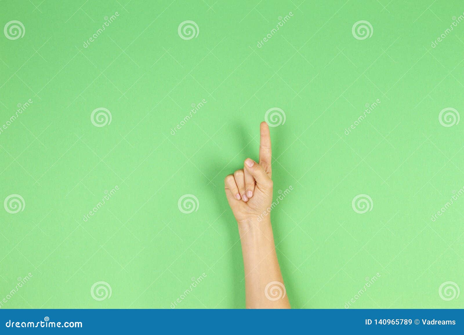 Kid Hand Showing One Finger on Green Background Stock Image - Image of ...